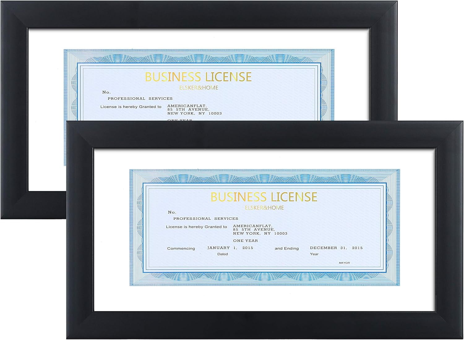 FREEAMG 5x10 Business License Frame Black for 3.5x8 Standard Business ...