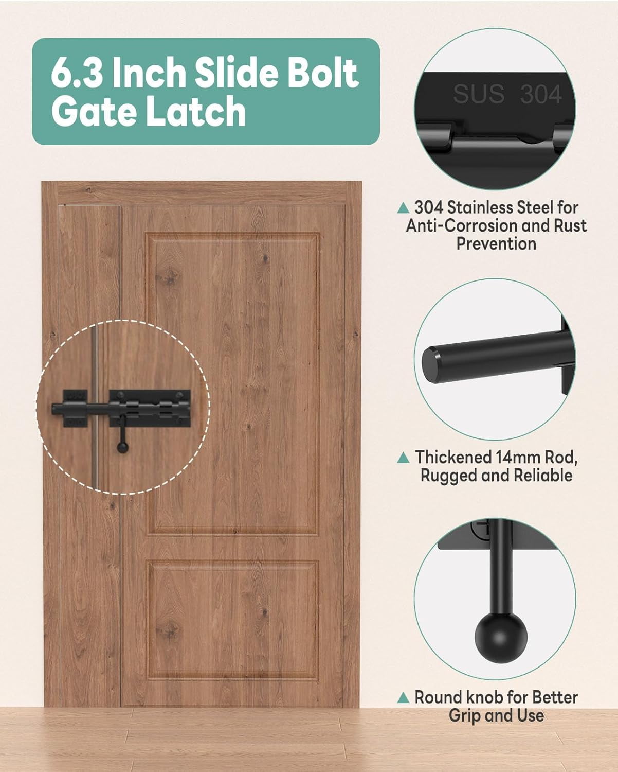 FREEAMG 6.3-Inch Sliding Gate Bolt, 304 Steel Shed Door , Barrel Bolt ...