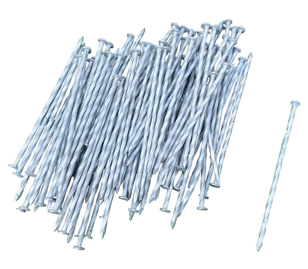 FREEAMG 6 Inch Galvanized Turf Pegs - Spiral Landscape Nails - Ground ...