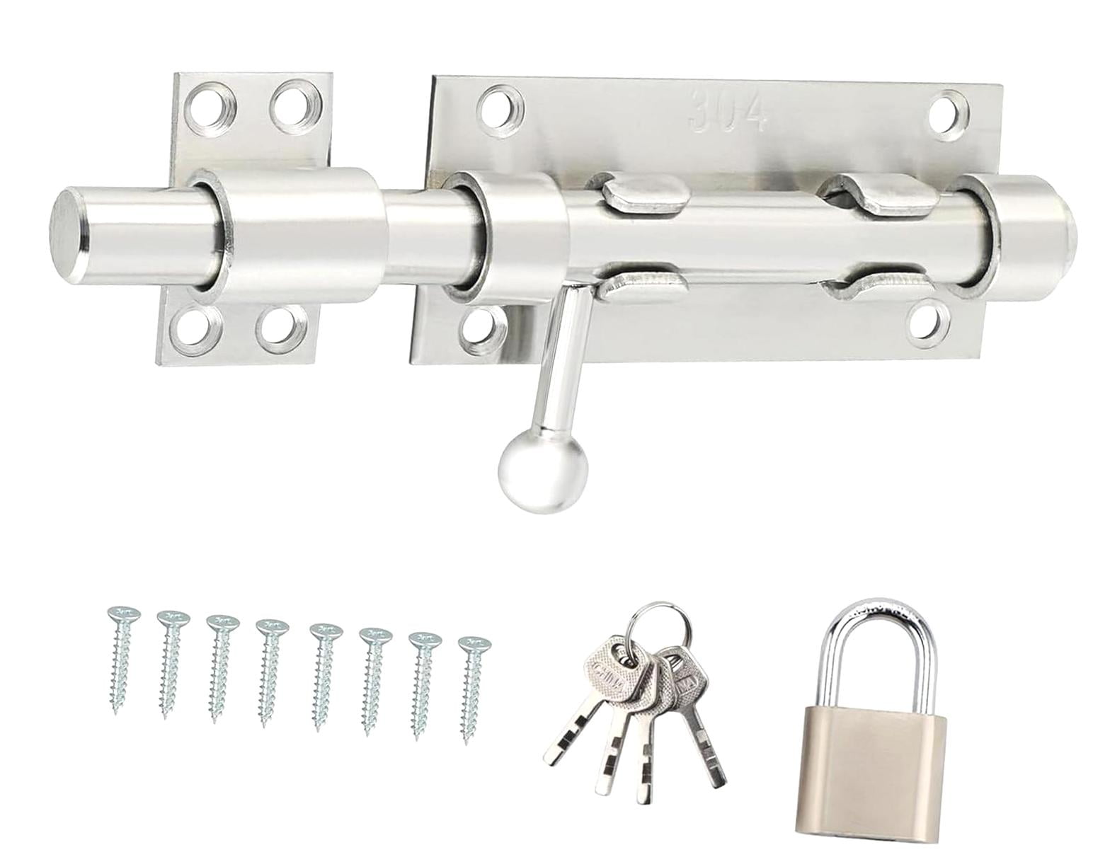 FREEAMG 6 Inch Gate Slide Bolt Set with Padlock Hole Lock, Gate Locks ...