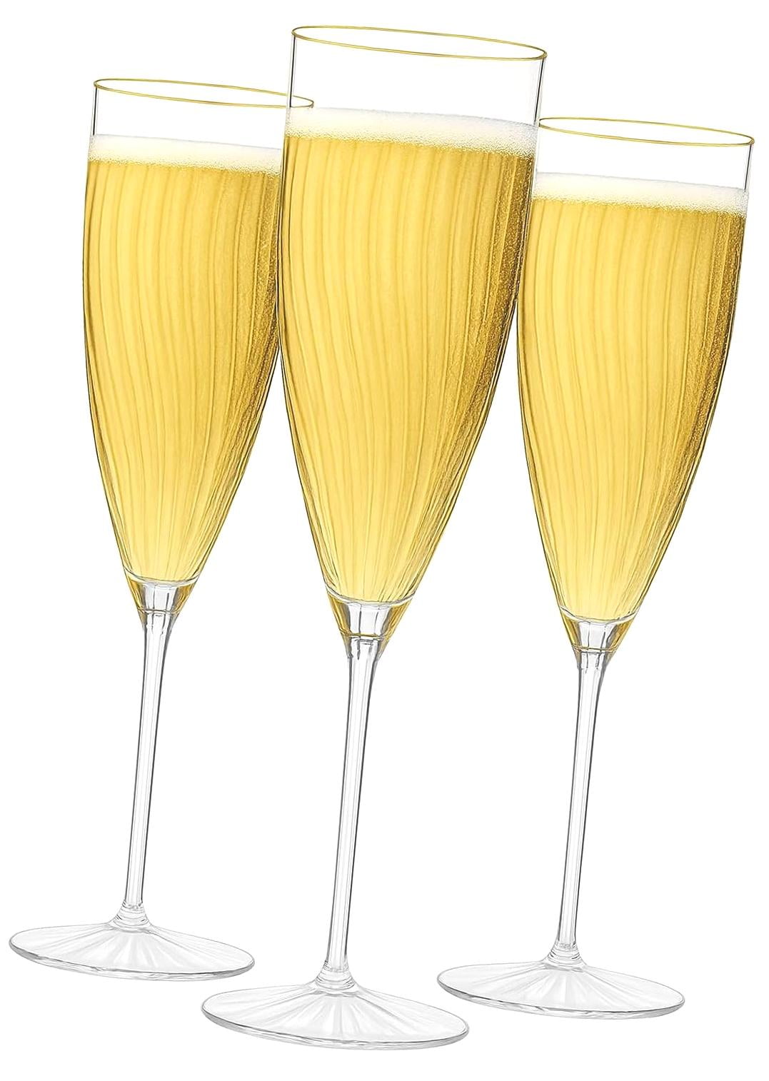 FREEAMG 6 Oz Plastic Glasses 24 Pack, Hard Plastic Flute Party Wedding ...