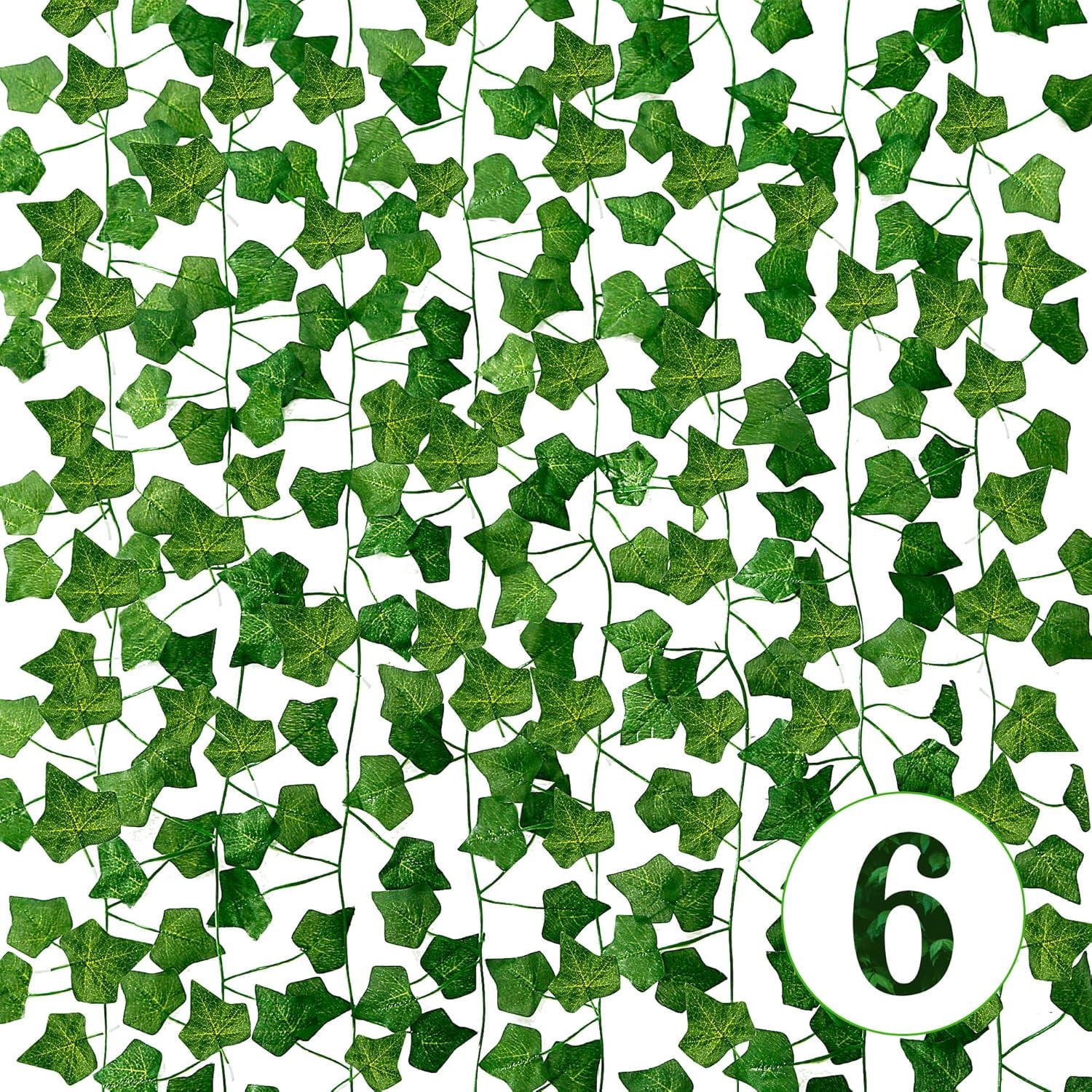 FREEAMG 6 Pack 42Ft Fake Vines Fake Ivy Leaves Artiial Ivy Leaf Plants ...