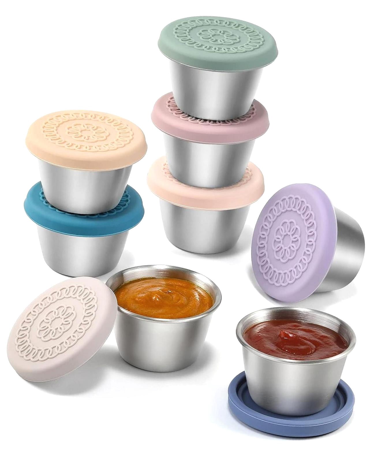 FREEAMG [6-Pack] Portable Salad Dressing Containers, 1.6 oz Small ...