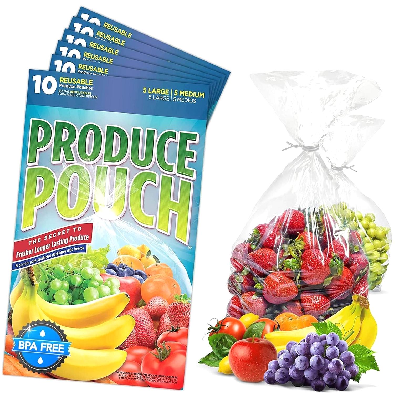 FREEAMG 60-Piece Set (30 Medium, 30 Large) – Refrigerator Produce Bags ...