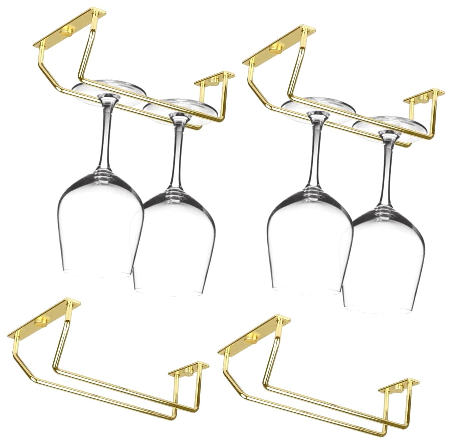 FREEAMG 7-Inch Under Cabinet Glass Rack, Metal Stemware Hanger for ...