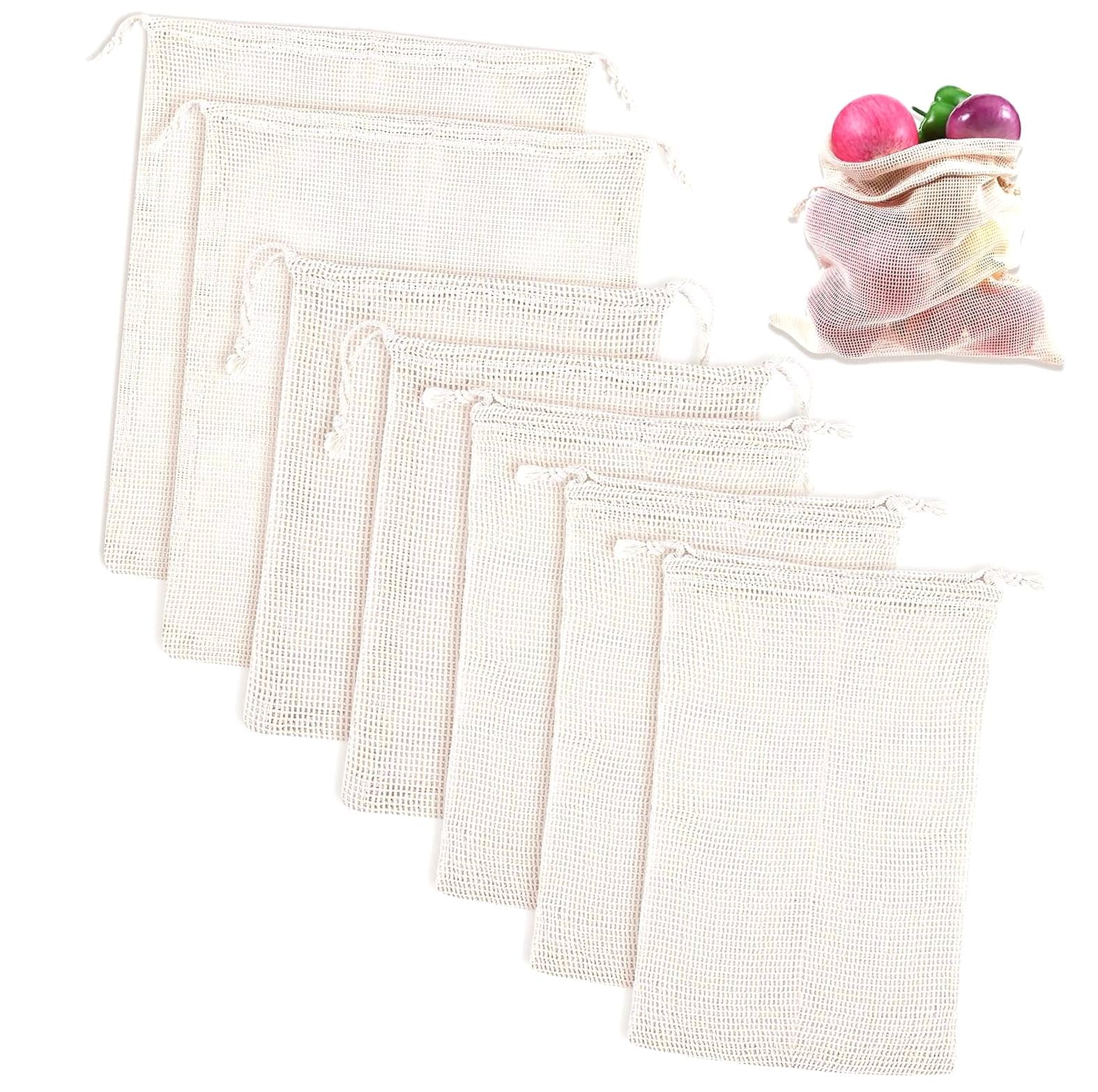 FREEAMG 7-Piece Mesh Produce Bag Collection [3 Different Sizes] - Grocery Bags with Drawstring ...