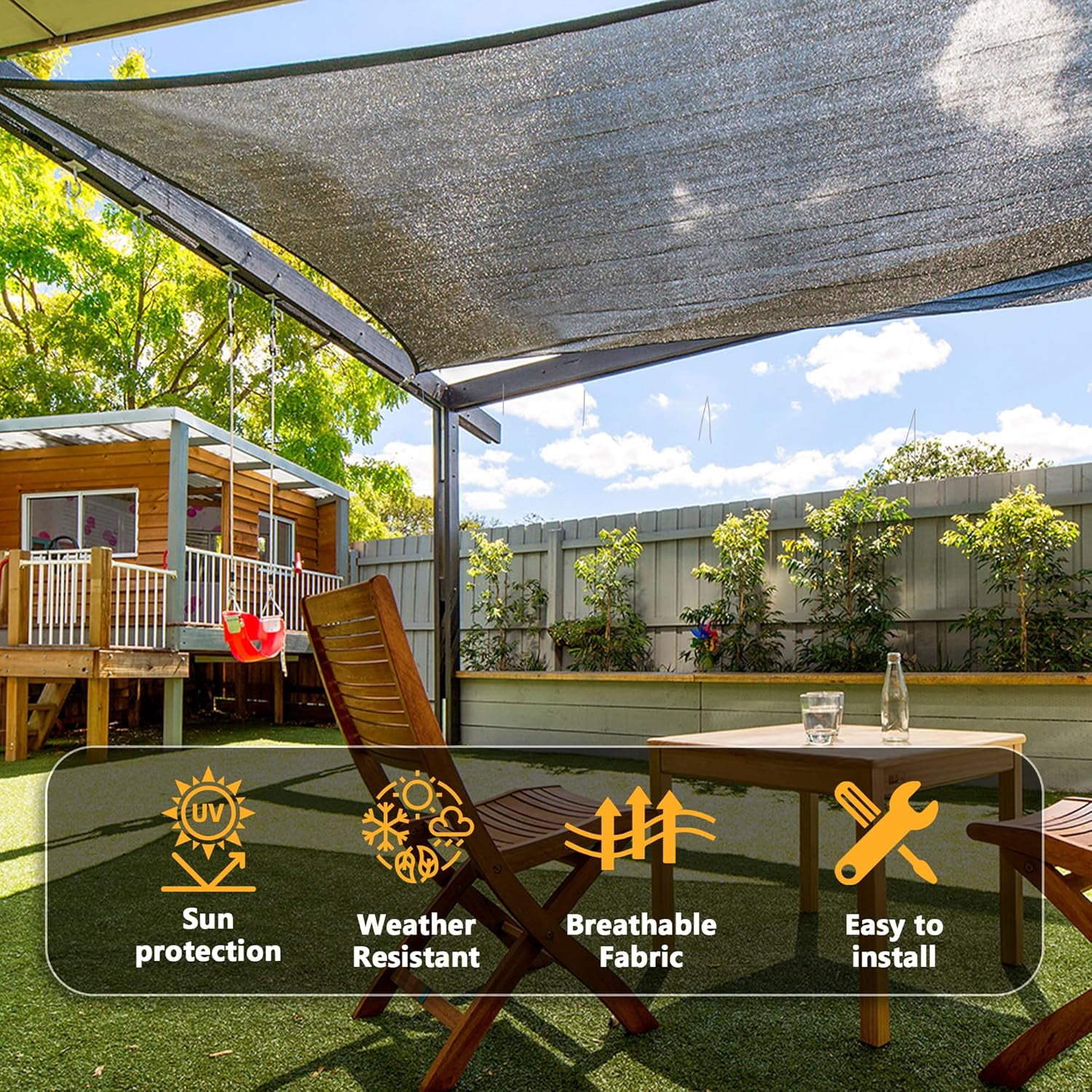 FREEAMG 70% Shade Cloth, 6x6FT Mesh with Grommets Every 3 FT, Sun Protection Net for Plant ...