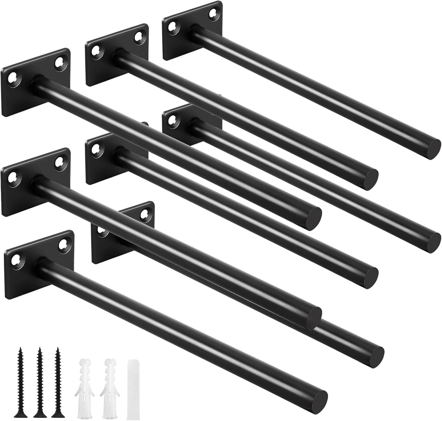 FREEAMG 8 Pcs 8" Black Solid Steel Floating Shelf Bracket Blind Shelf ...