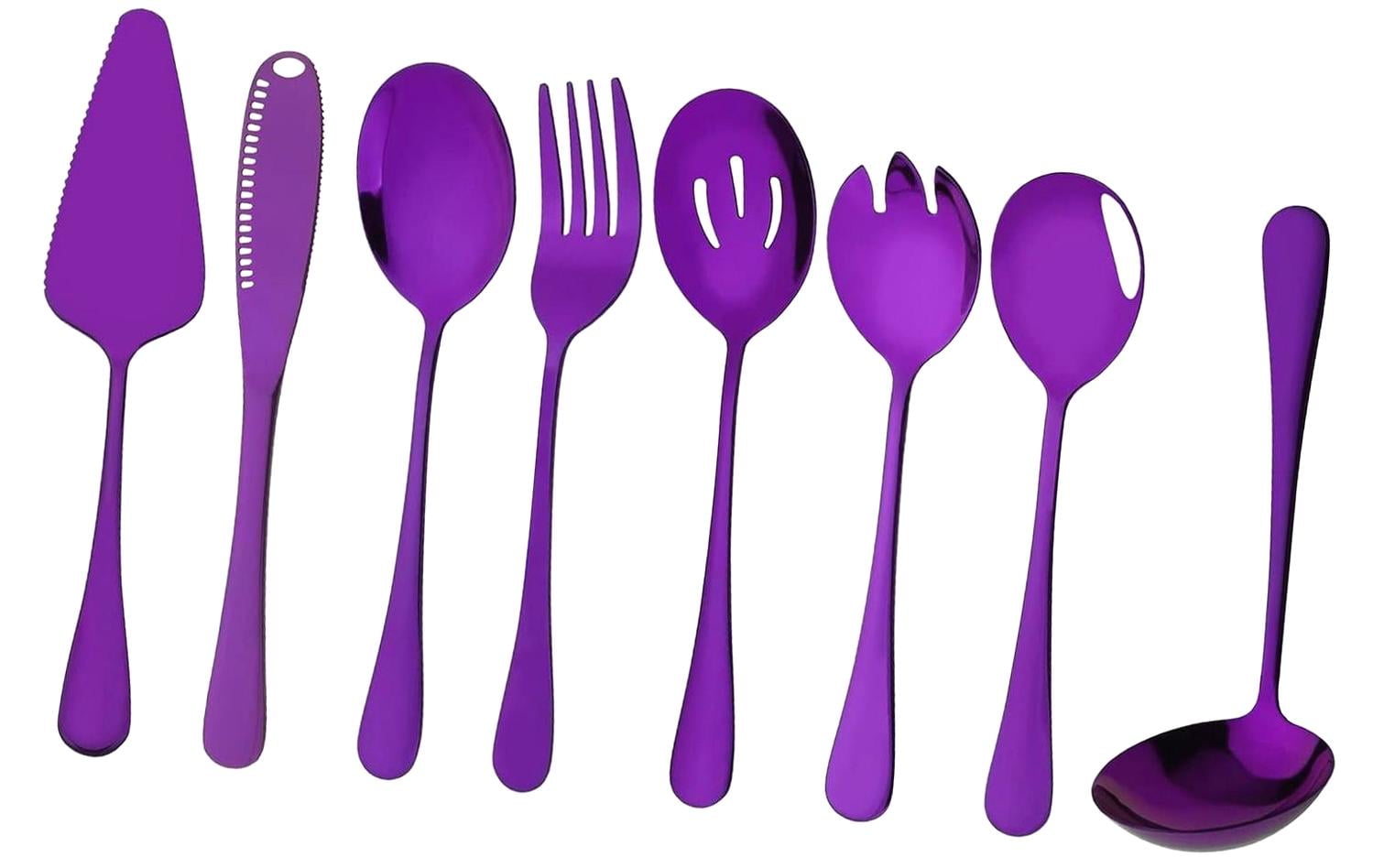 FREEAMG 8 Piece Serving Utensil Set, Stainless Steel Flatware Serving ...