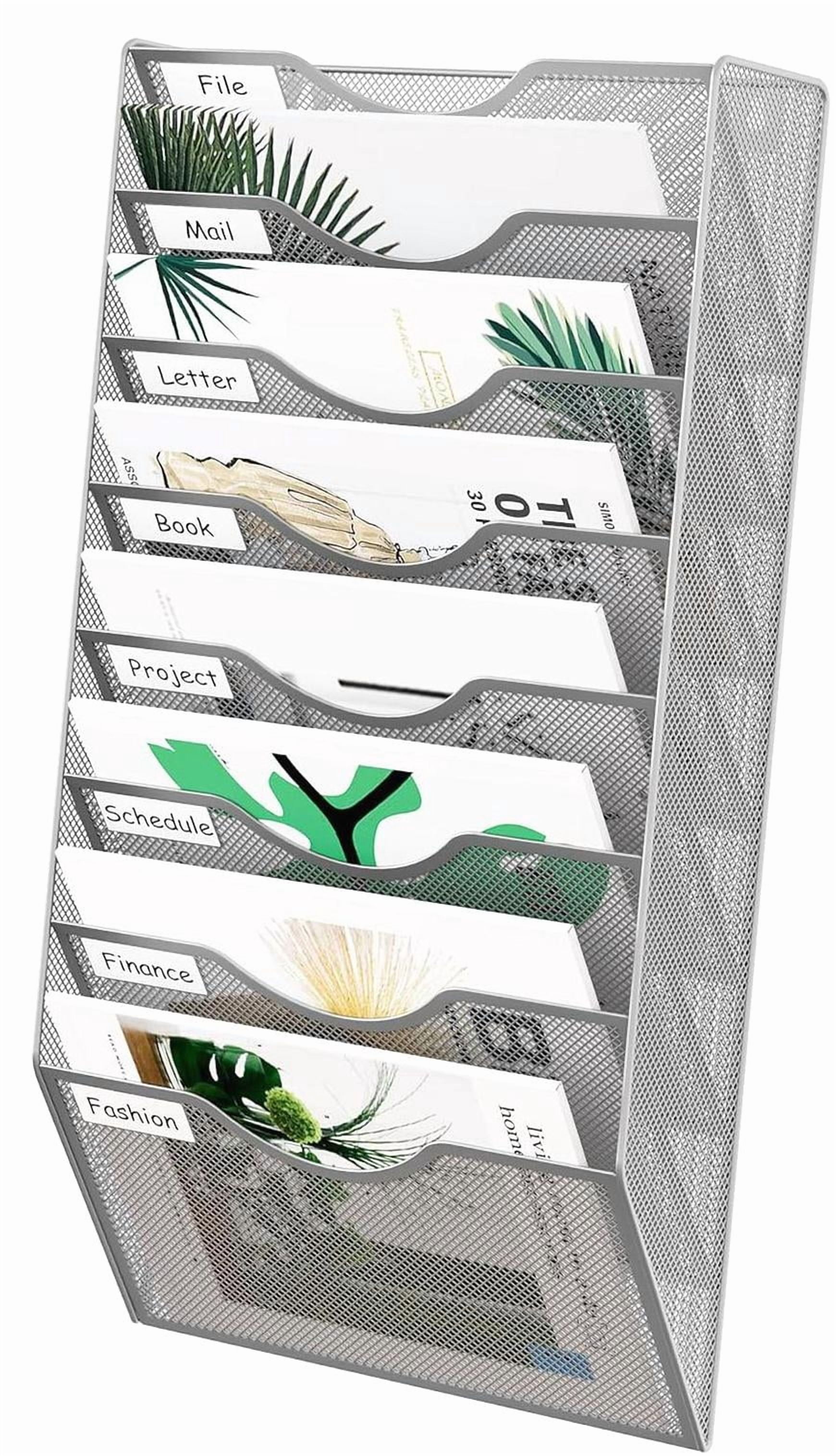 FREEAMG 8-Pocket Mesh Wall File Organizer - Vertical Magazine Holder ...