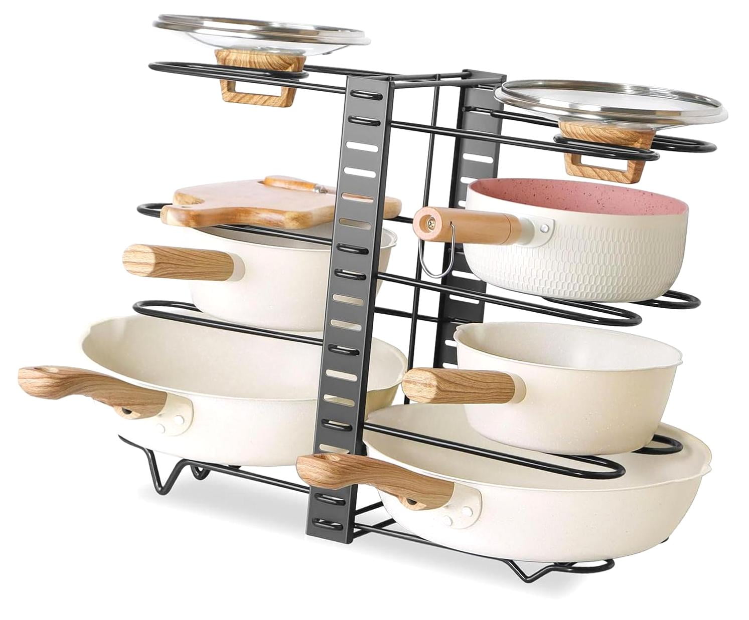 FREEAMG 8-Tier Dual-Sided Pan Organizer, Adjustable Pot Rack for ...