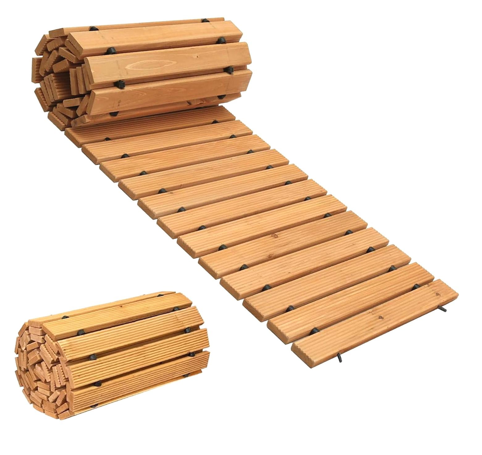 FREEAMG 8FT Wooden Garden Pathway, Roll Out Decorative Garden Walkway ...