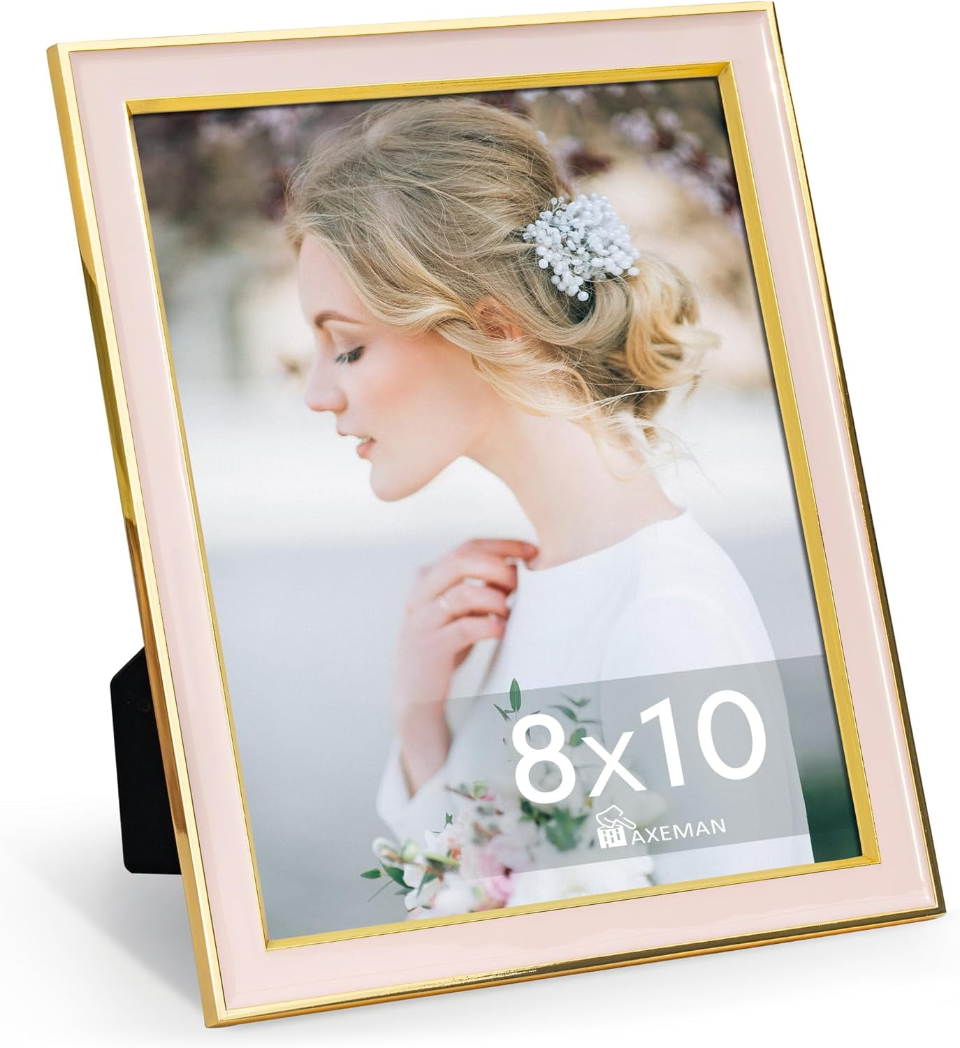 FREEAMG 8x10 Picture Frames Pink Enamel with Gold Metal Edge and Real ...