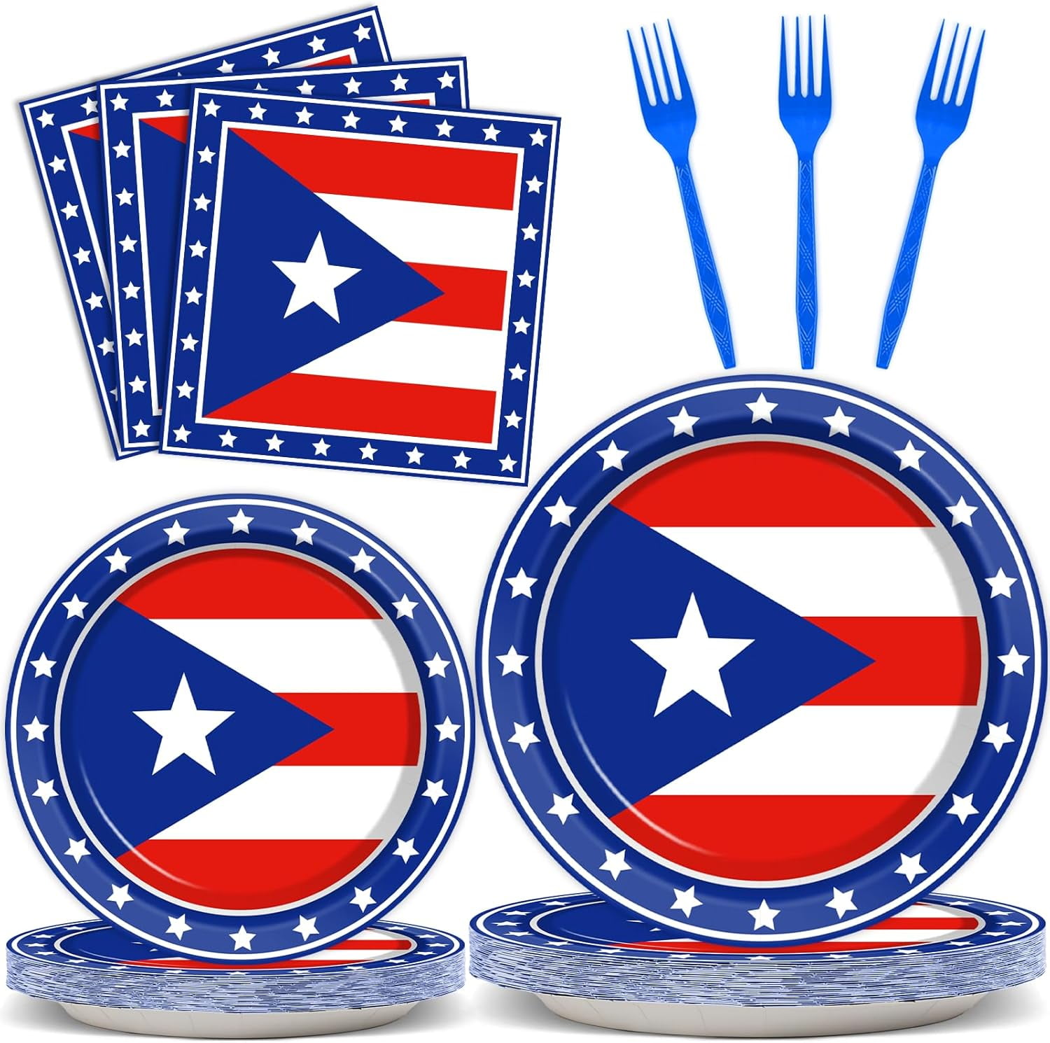 FREEAMG 96Pcs Puerto Rico Party Supplies Puerto Rico Flag Paper Plates ...