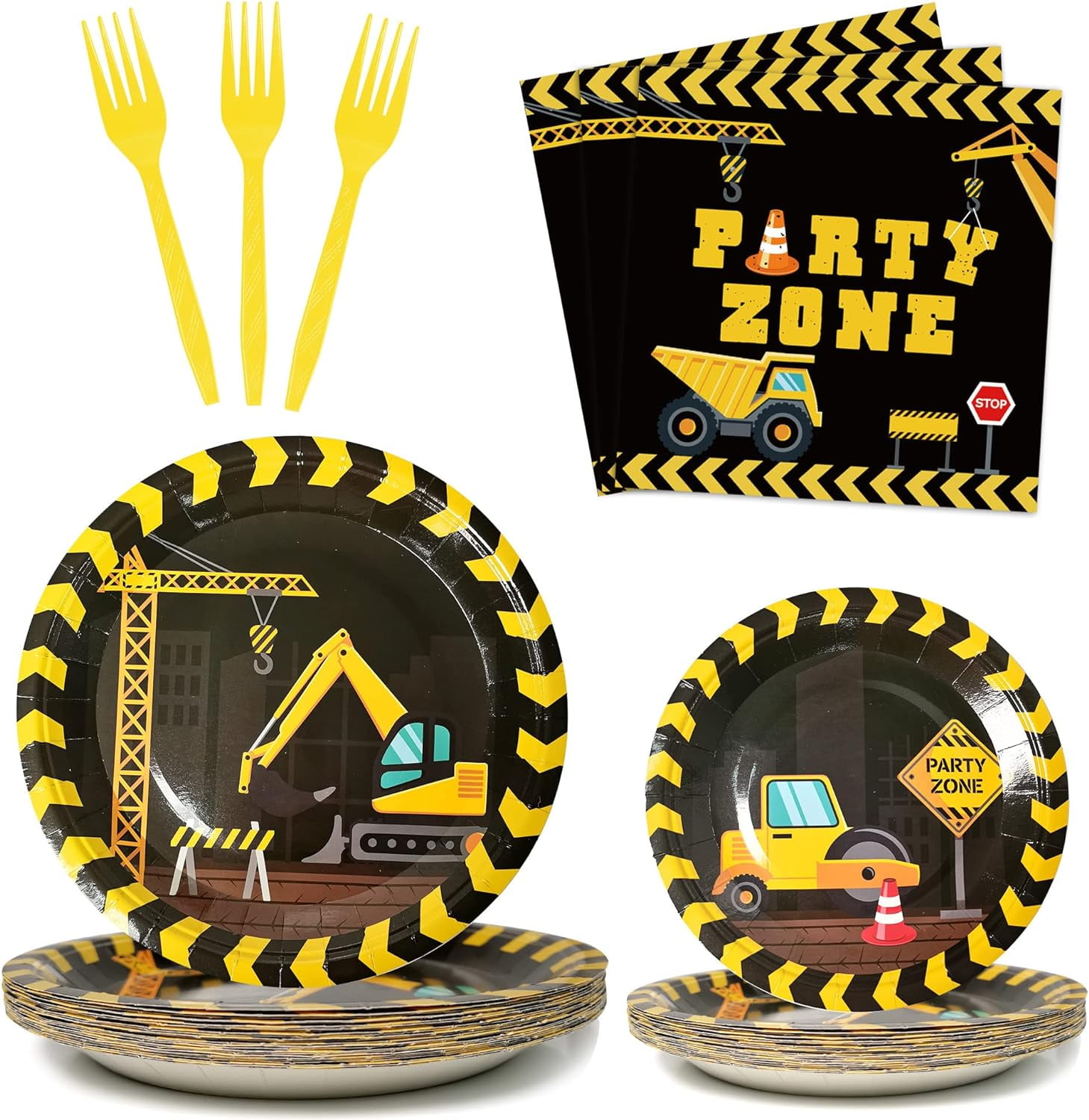 FREEAMG 96pcs Construction Birthday Party Supplies Construction Theme ...