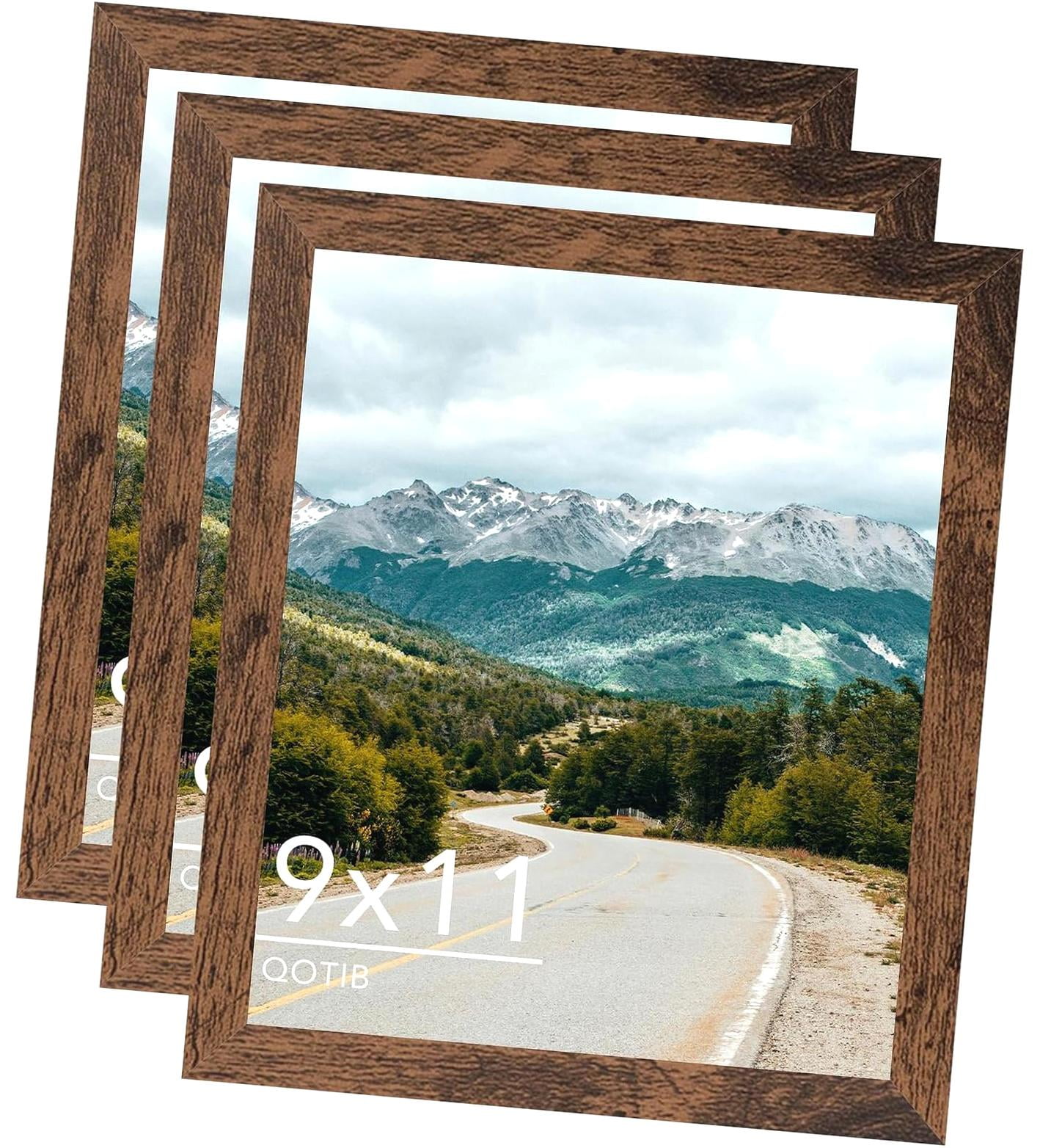 FREEAMG 9x11 Deep Brown Wall Hanging Photo Frame, Wooden 9 x 11 Picture ...