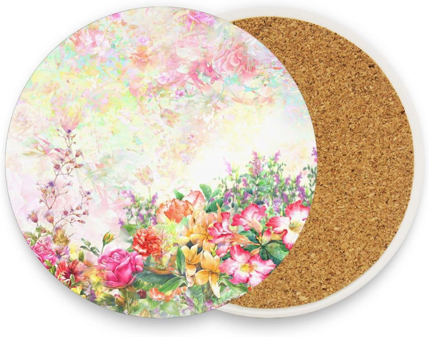 FREEAMG Abstract Colorful Flowers Coasters for Drinks Set of 2 ...