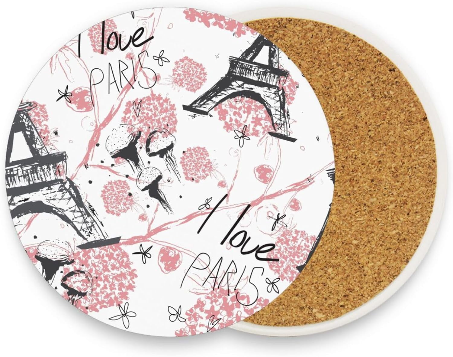 FREEAMG Abstract Paris Coasters for Drinks Set of 2, Absorbent Ceramic ...