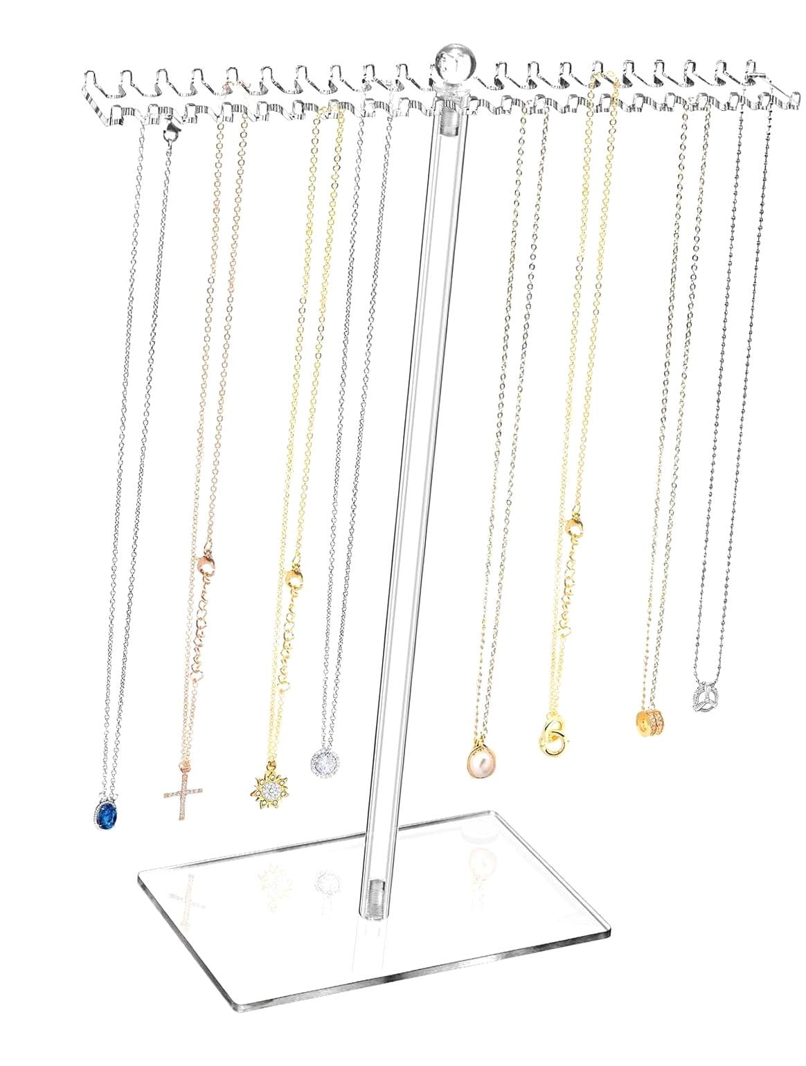 FREEAMG Acrylic Necklace Display Stand, Tall Jewelry Organizer Hanger ...