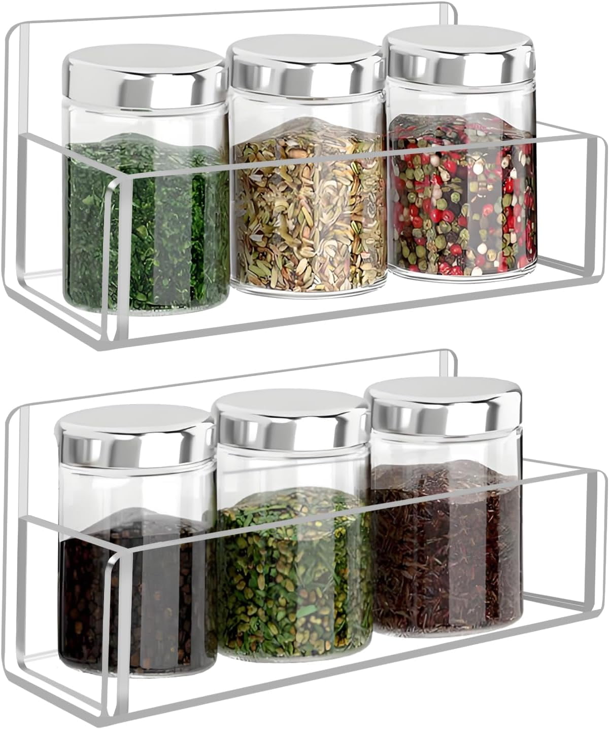 FREEAMG Acrylic Spice Rack Wall Mount-6 Inch, Clear Spice Shelf Storage ...