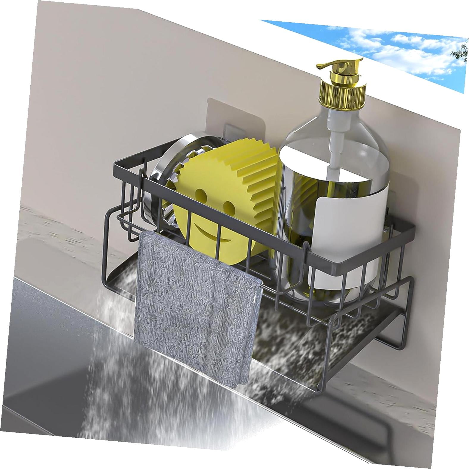 FREEAMG Adhesive Hanging Sponge Holder, Kitchen Sink Organizer ...