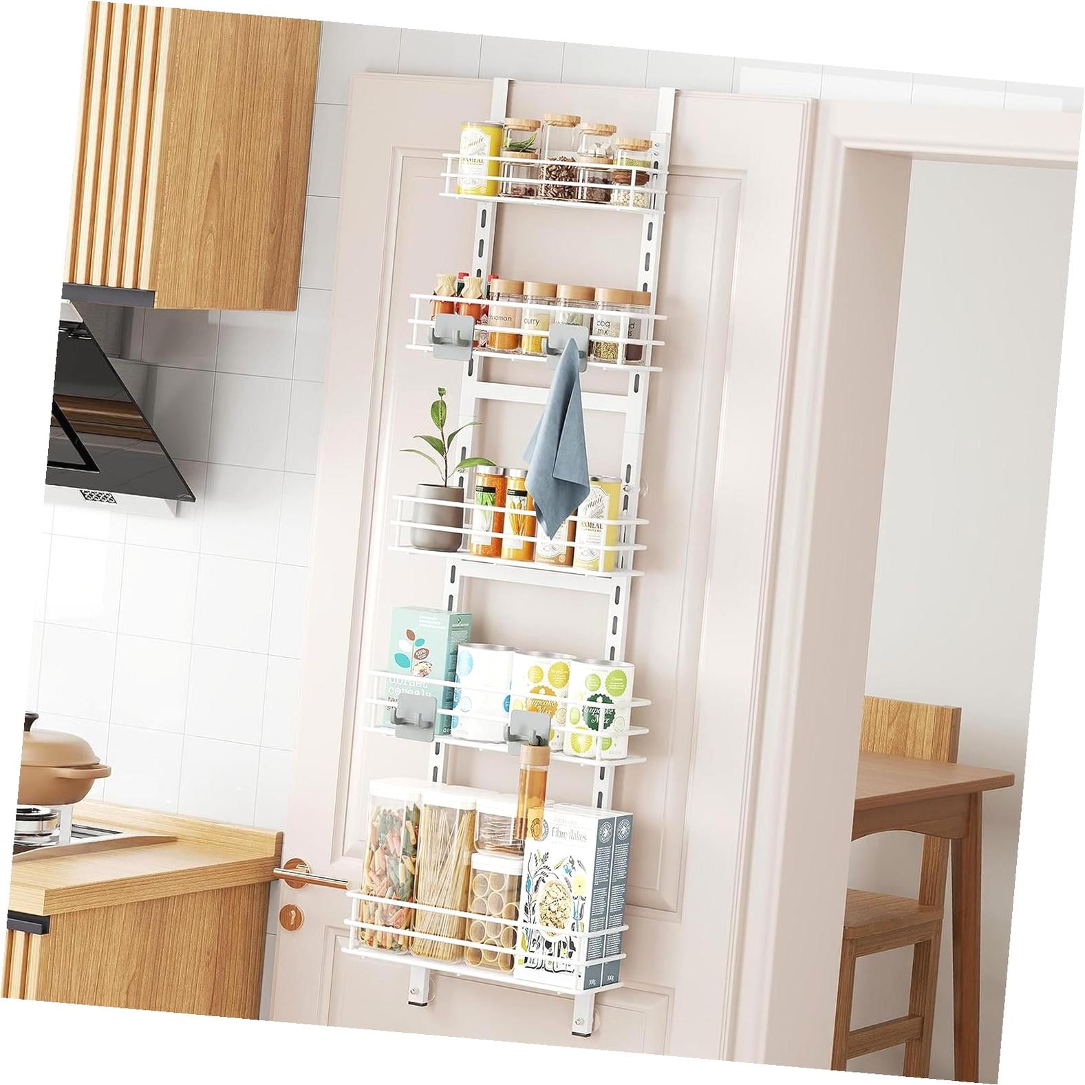 FREEAMG Adjustable 5-Tier Over the Door Pantry Organizer, 12 Inches ...
