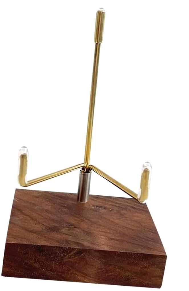 FREEAMG Adjustable Brass Crystal Exhibition Stand Featuring Walnut Base ...