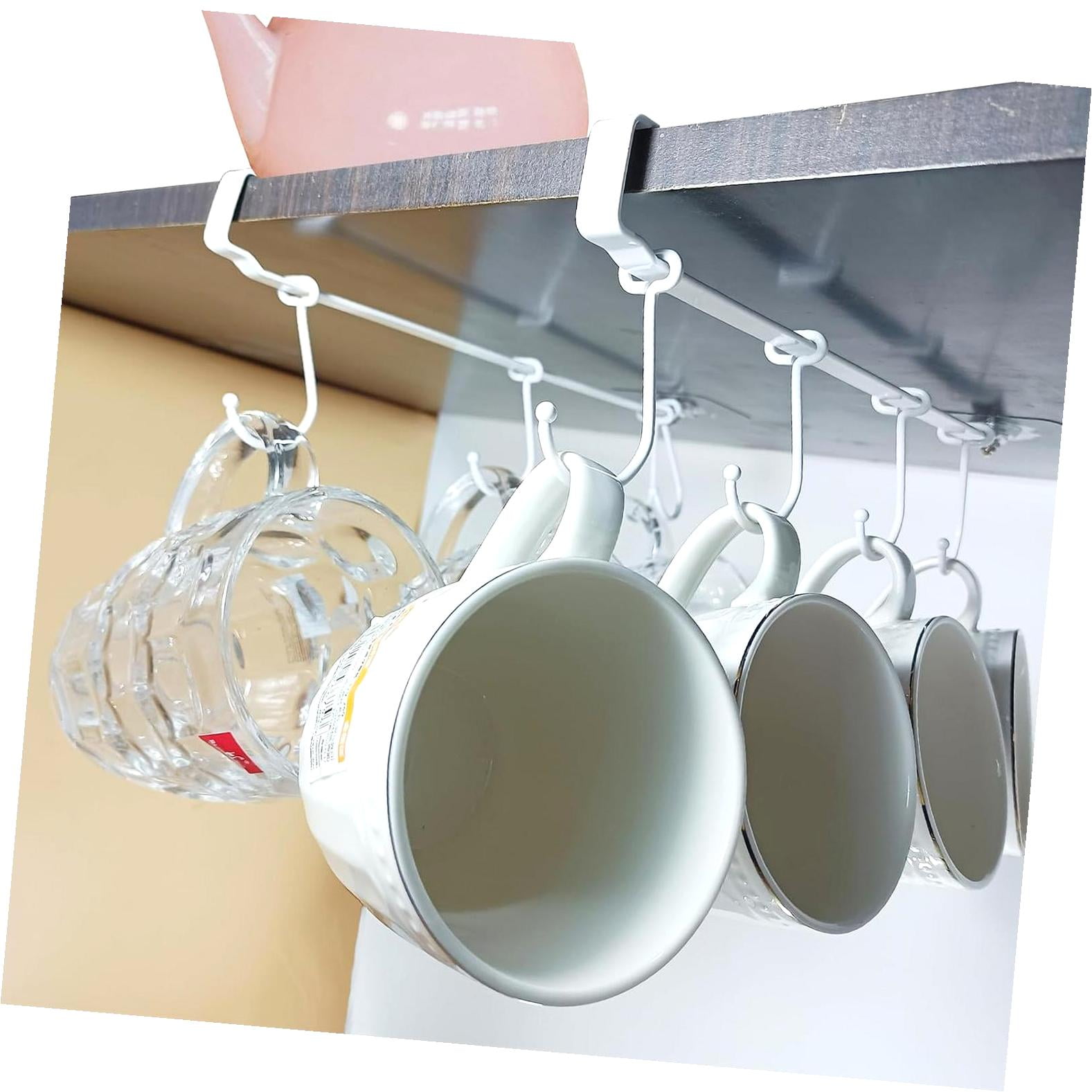 FREEAMG Adjustable Cup Holder Under Cabinet - Mug Rack with 8 Under ...