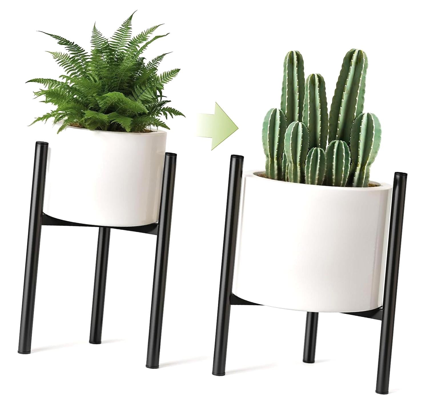 FREEAMG Adjustable Indoor Plant Stand, Rounded Metal Holder, Mid ...
