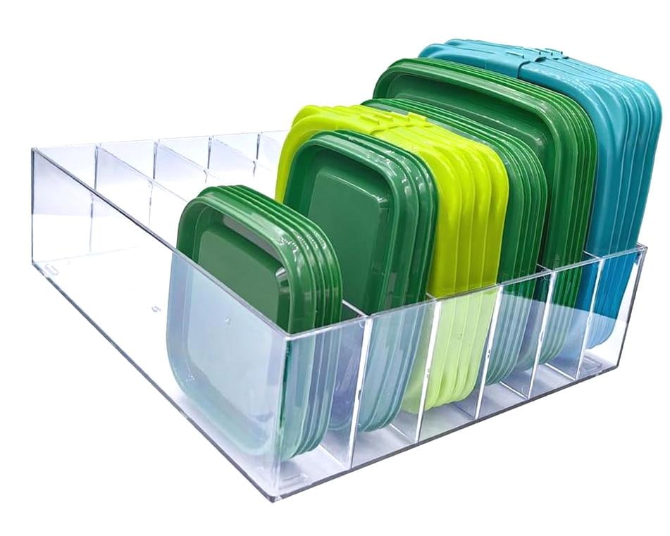 FREEAMG Adjustable Lid Organizer for Food Containers, Clear Plastic ...