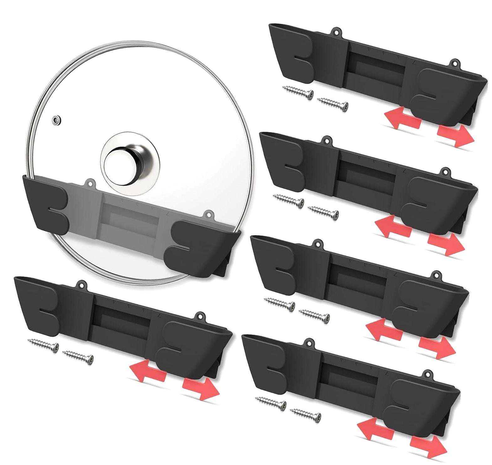 FREEAMG Adjustable Pot Lid Holder Organizer for Cabinet - Enhanced 6 ...