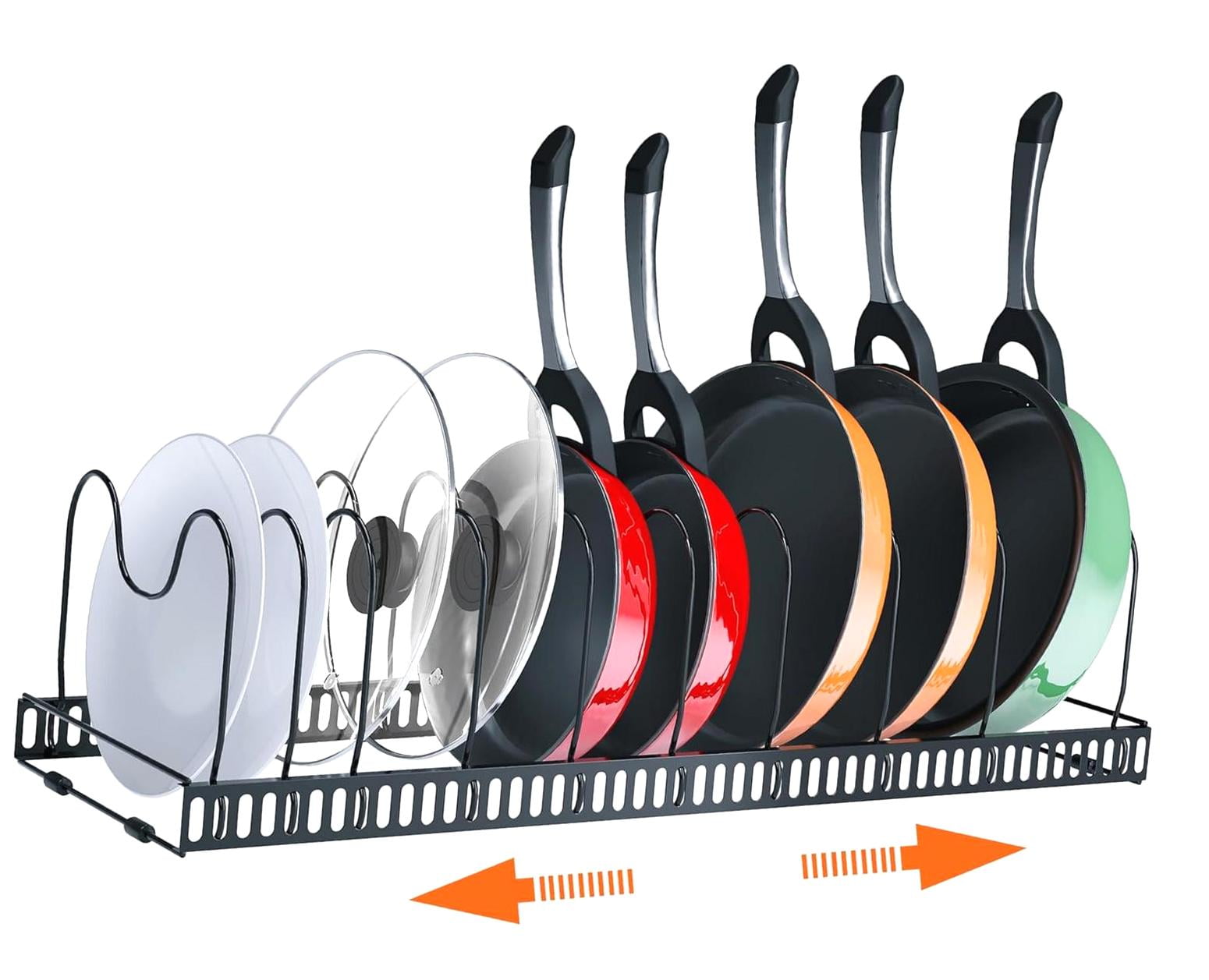 FREEAMG Adjustable Pots and Pans Lid Storage Rack, Kitchen Cabinet ...