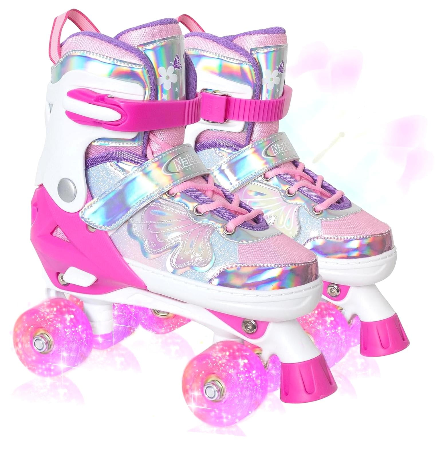 FREEAMG Adjustable Roller Skates for Girls and Boys, 4 Sizes with Light ...