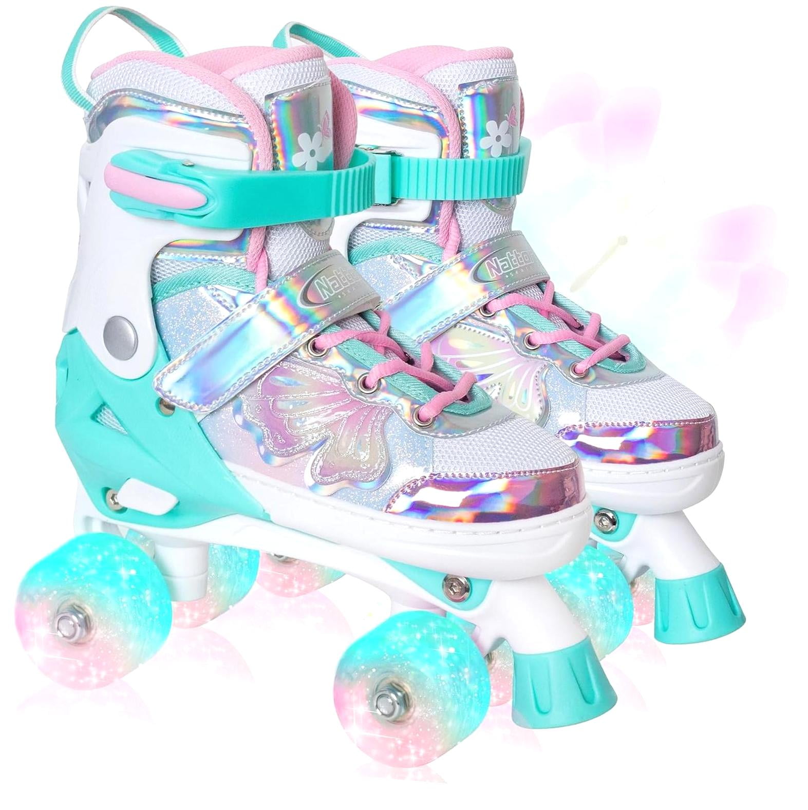 FREEAMG Adjustable Roller Skates for Girls and Boys, 4 Sizes with Light ...