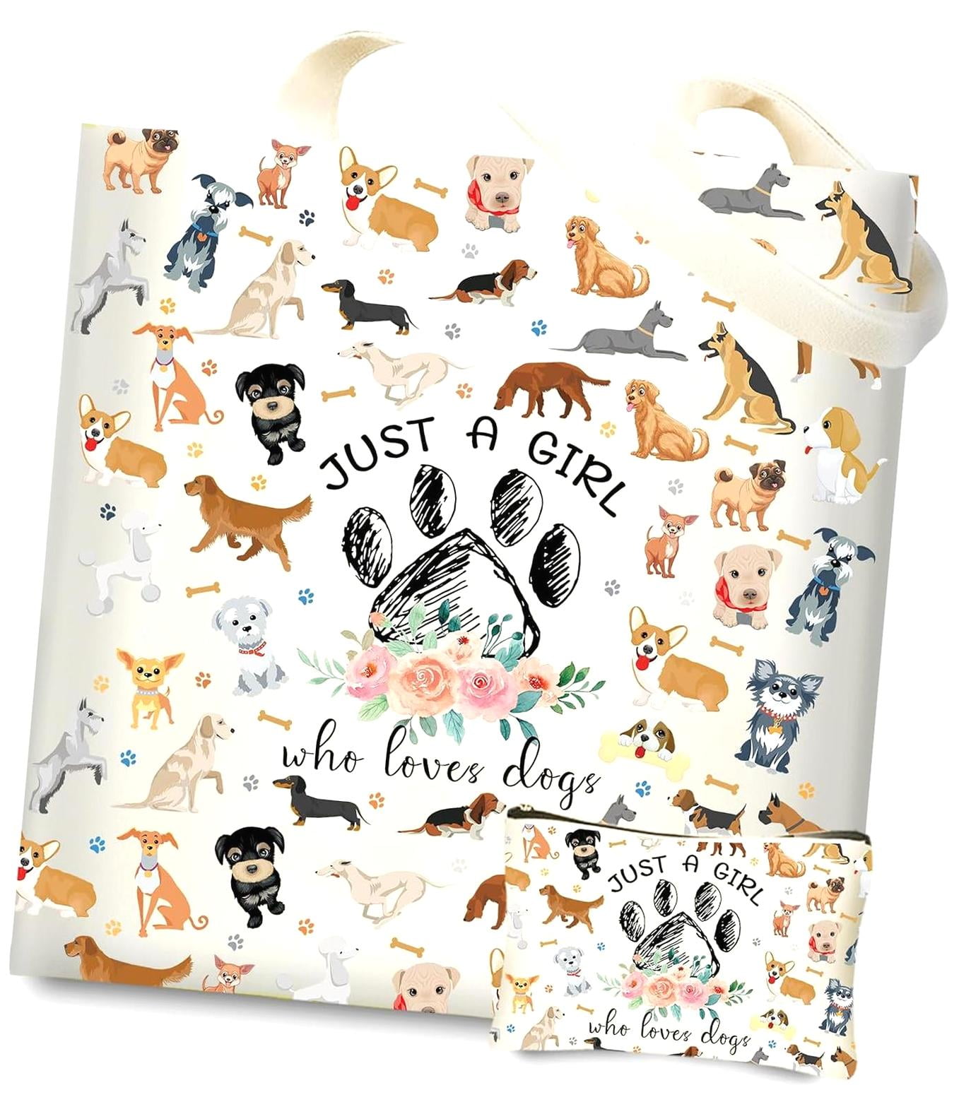 FREEAMG Adorable for Dog Lovers, Canvas Shopping and Beach Bag for ...