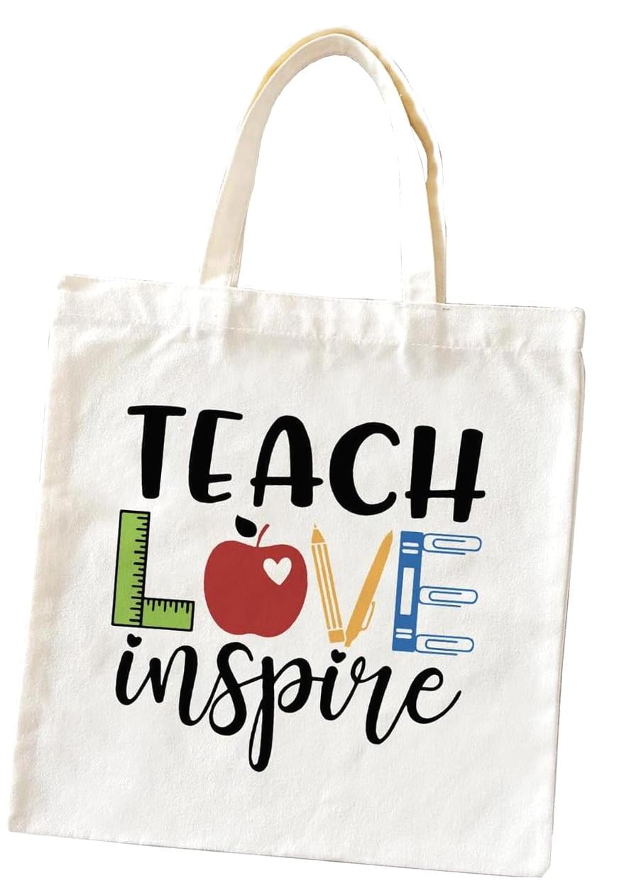 FREEAMG Aesthetic Teacher Appreciation Canvas Tote Bags, Inspirational ...