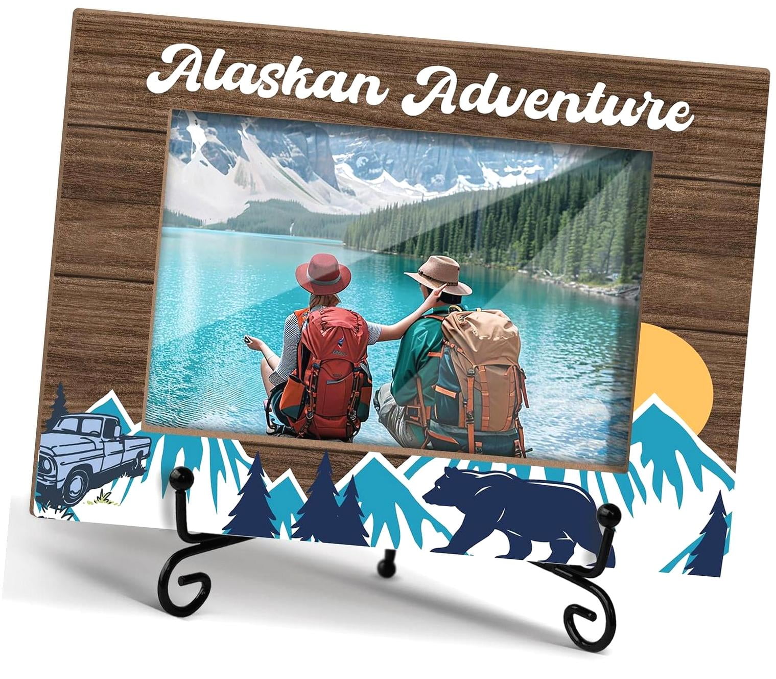 FREEAMG Alaskan Adventure Picture Frame, Wooden Photo Frame with Stand ...