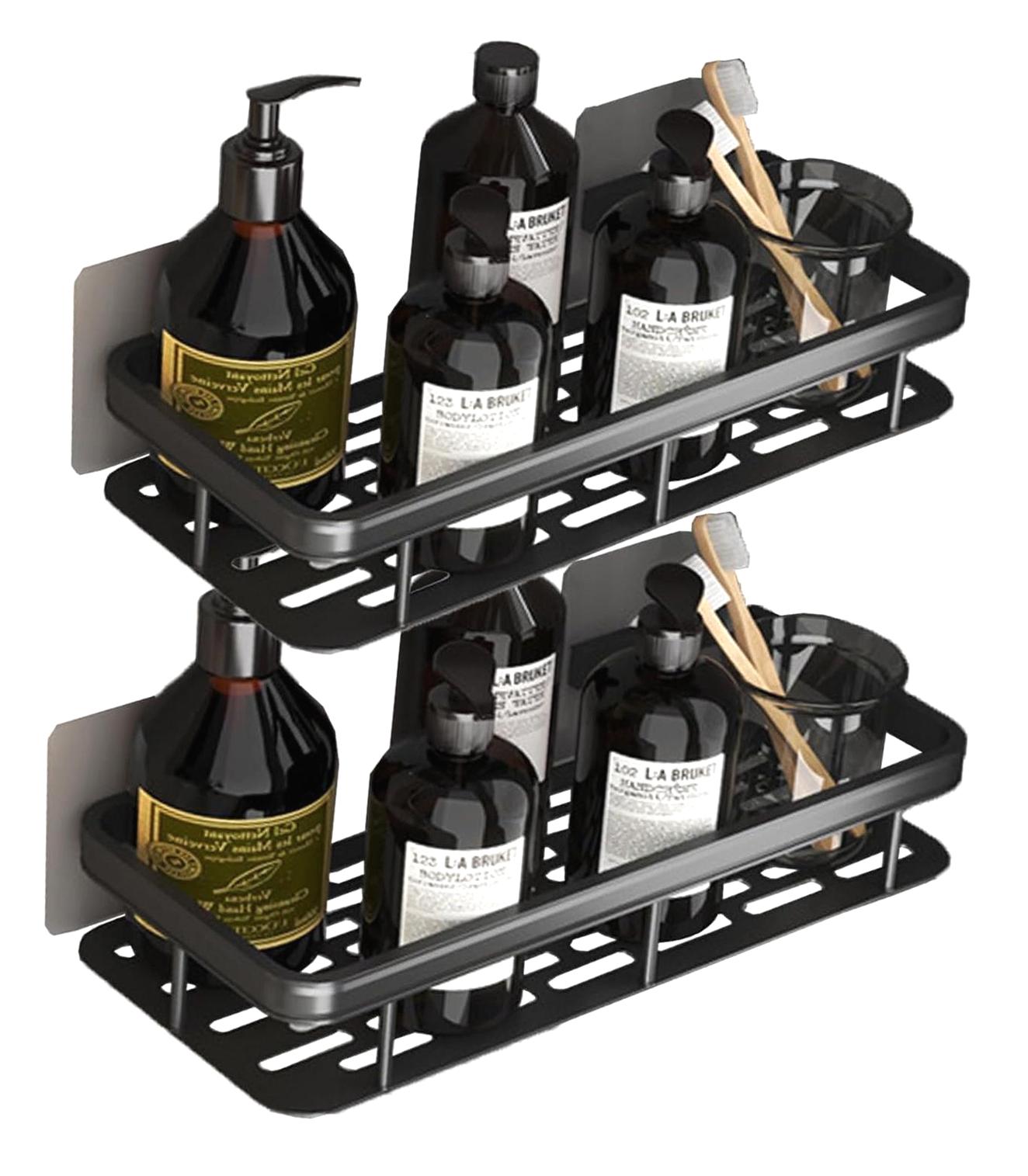 FREEAMG Aluminum Shower Caddy, Adhesive Shower Shelves, 2-Pack, No ...