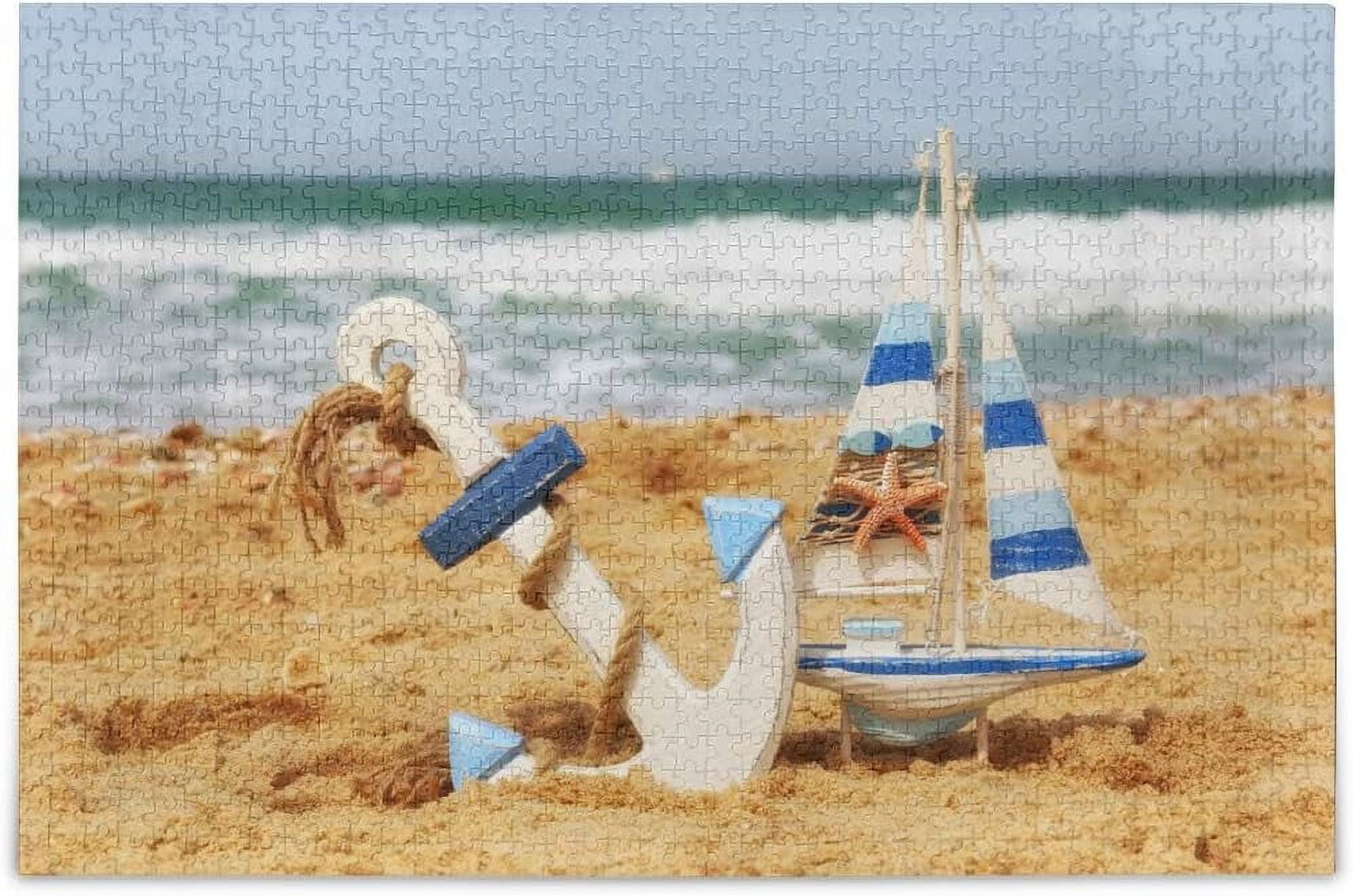 FREEAMG Anchor Sailboat Starfish On Beach Sand Tropical Summer Sea and ...