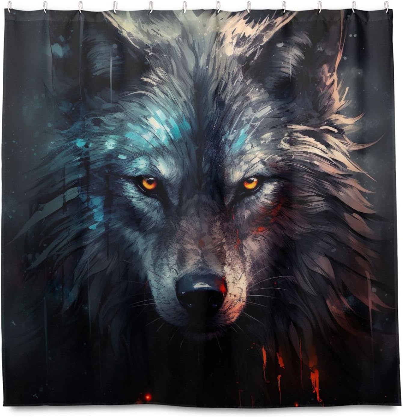 FREEAMG Angry Wolf Head Shower Curtain - 72x72 Inch Waterproof Fabric ...