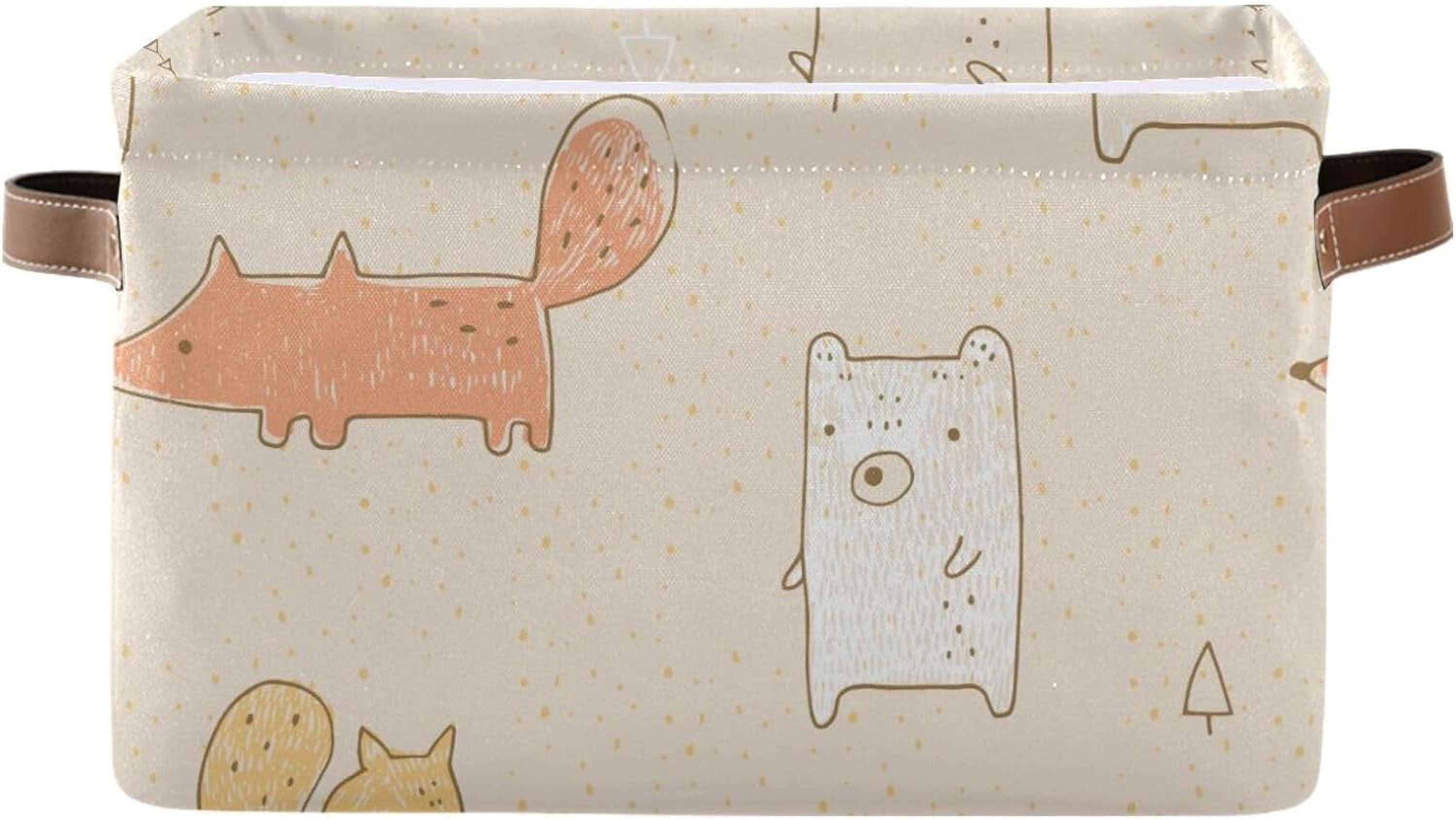 FREEAMG Animals Bear Fox and Owl Storage Basket, Durable Canvas ...