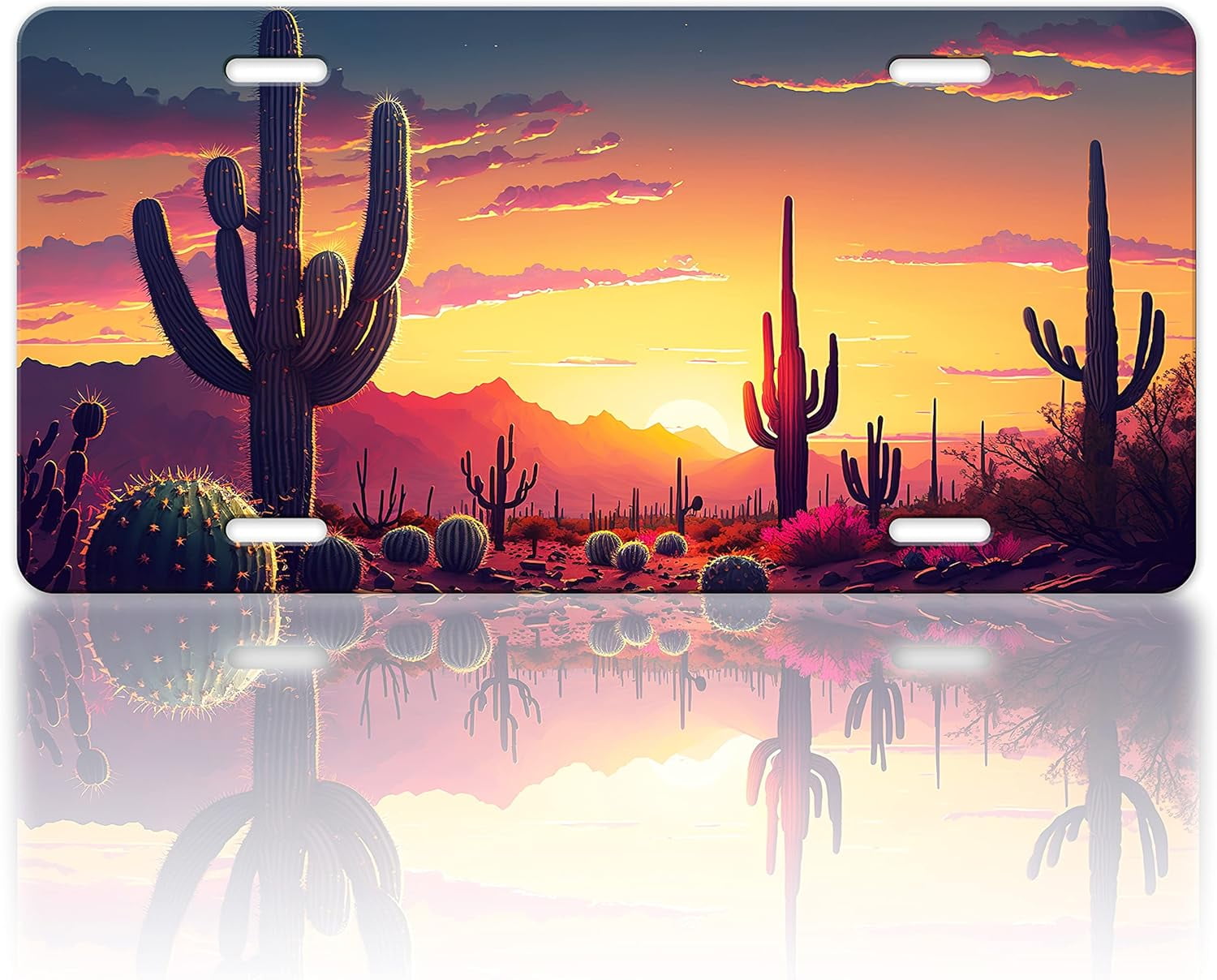 FREEAMG Arizona License Plate Beautiful Sunset Cactus License Plate ...