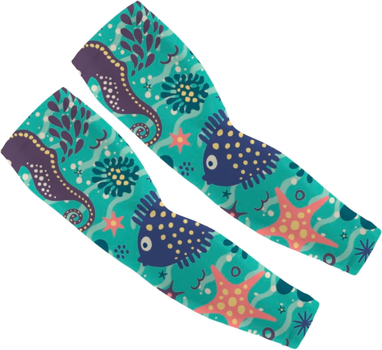 FREEAMG Arm Sleeves Cute Underwater Jellyfish Starfish Fish Sea for Men ...