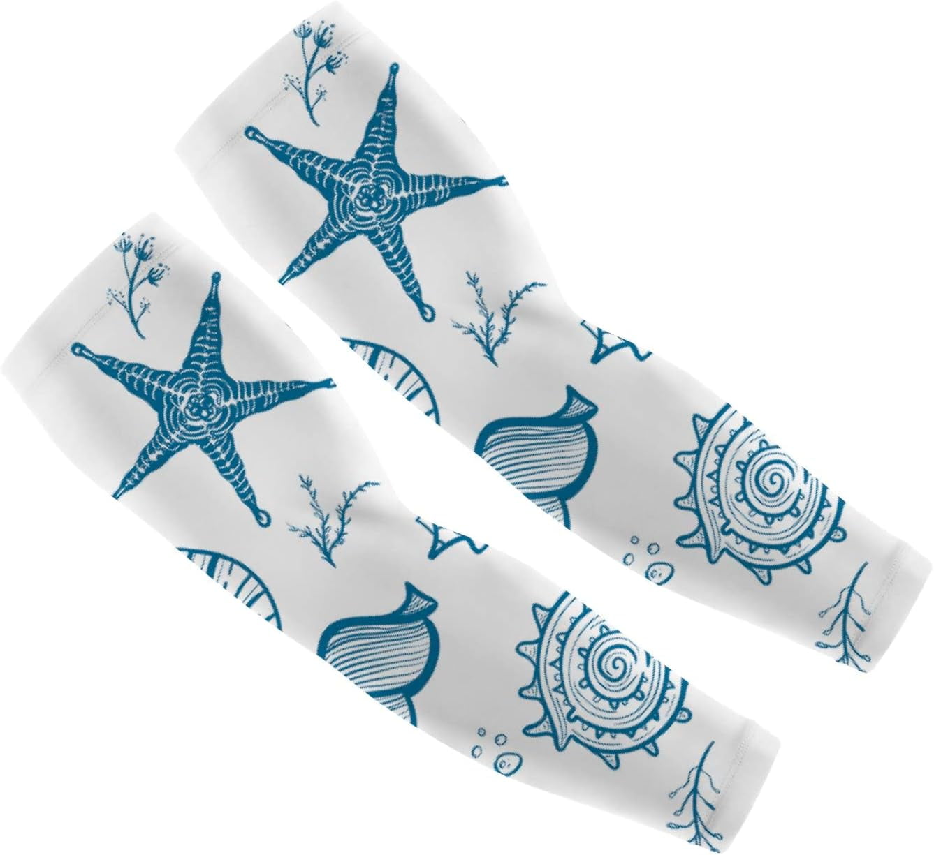 FREEAMG Arm Sleeves Doodle Seashells Starfish Seaweed Corals for Men ...