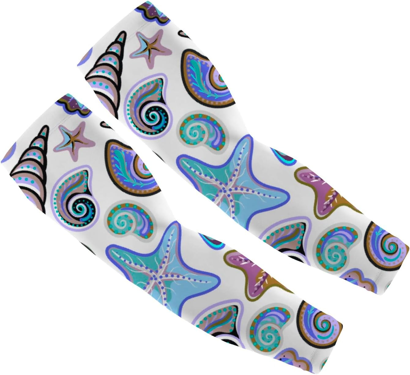 FREEAMG Arm Sleeves Graphic Blue Lilac Seashells Starfish for Men Women ...
