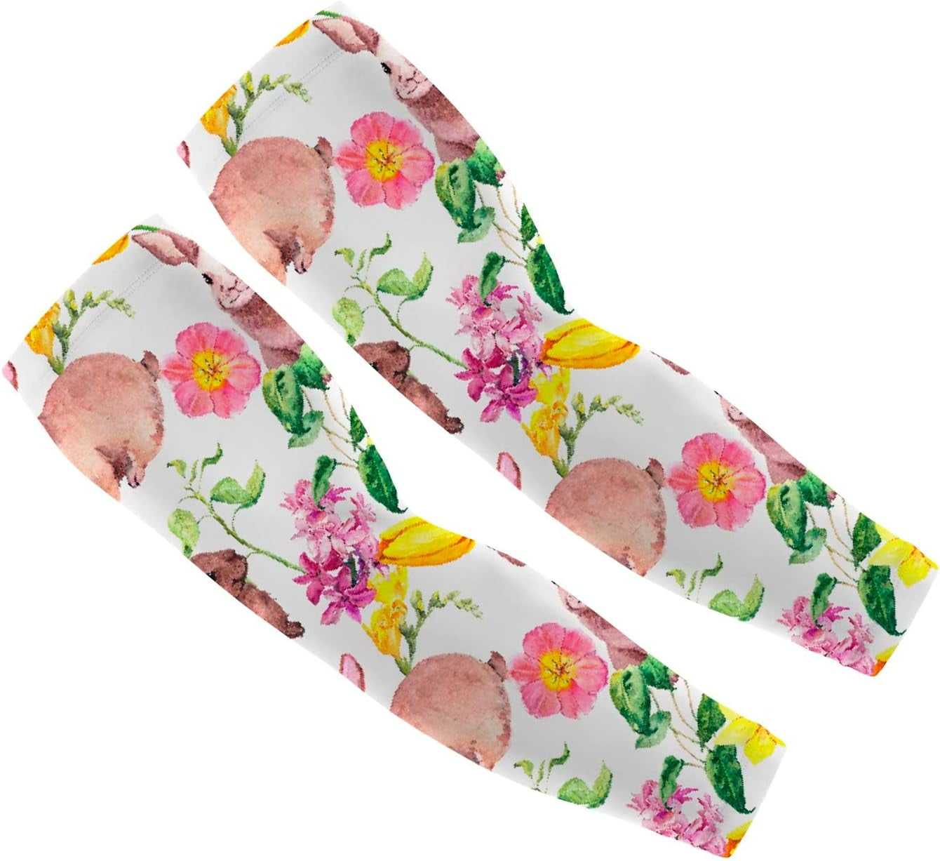 FREEAMG Arm Sleeves Rabbit Animals in Spring Flowers for Men Women ...