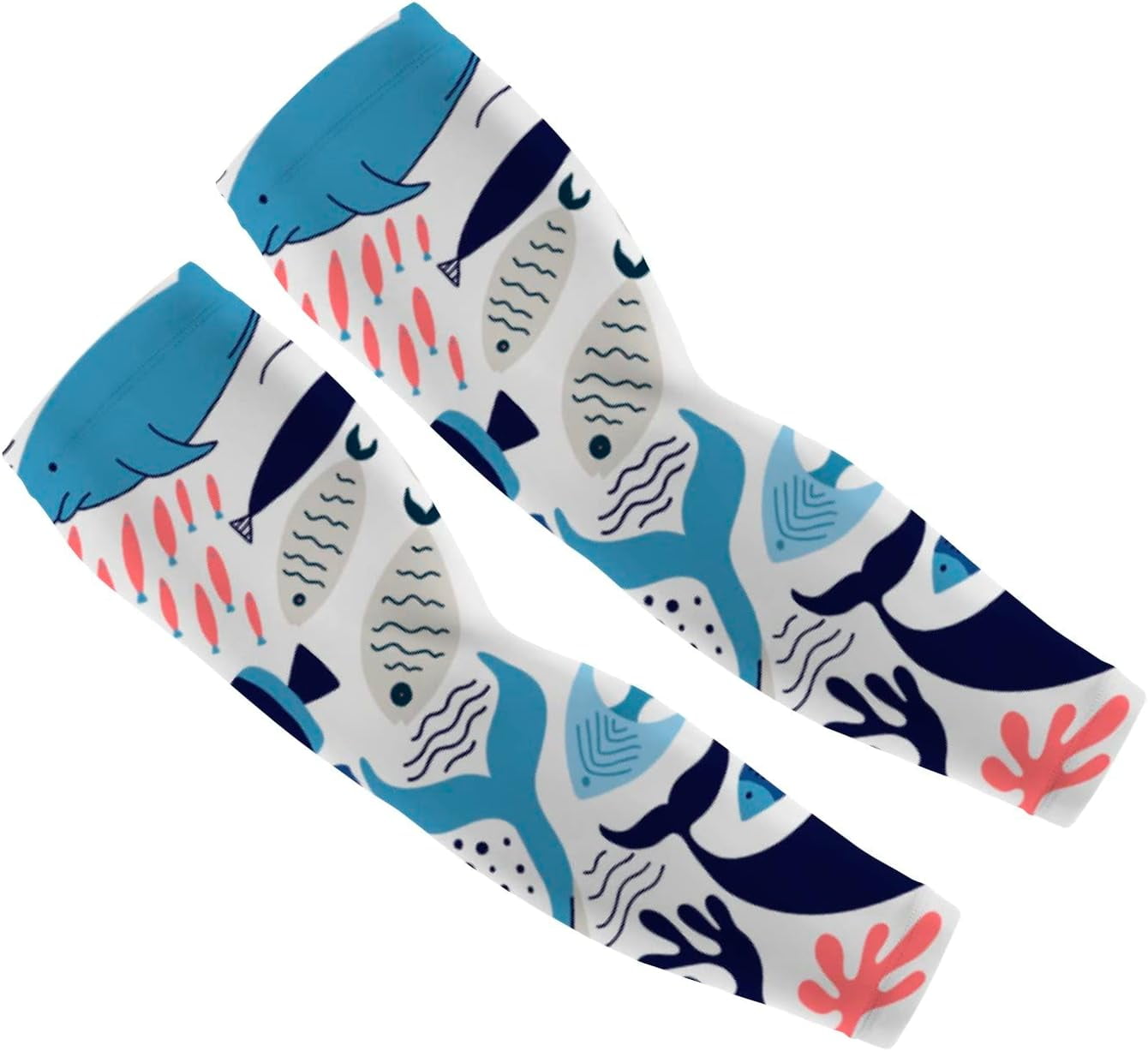 FREEAMG Arm Sleeves Sea Life Doodle Cartoon Marine Animals for Men ...