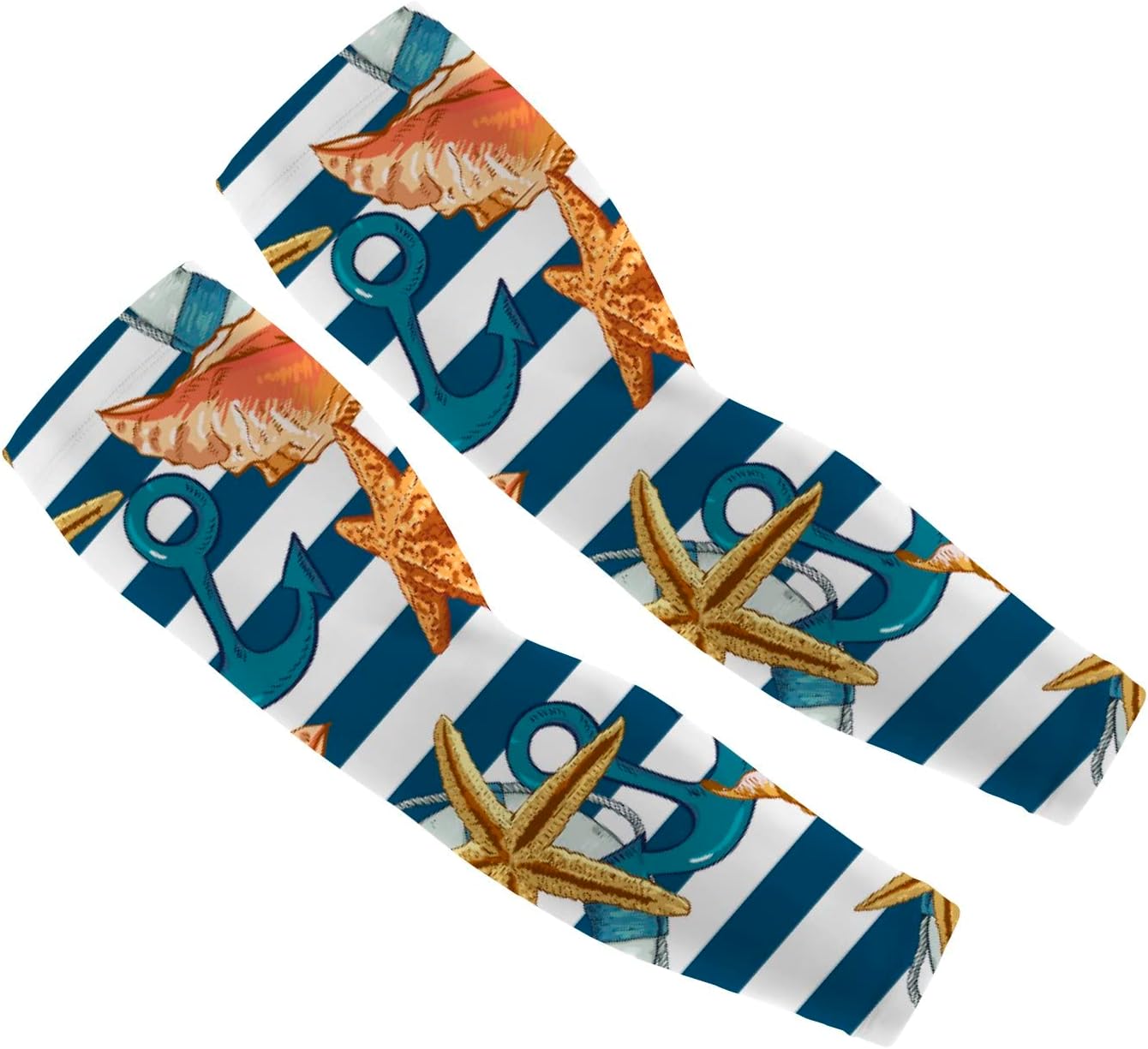 FREEAMG Arm Sleeves Sea Shells Anchor Lifeline Striped for Men Women ...