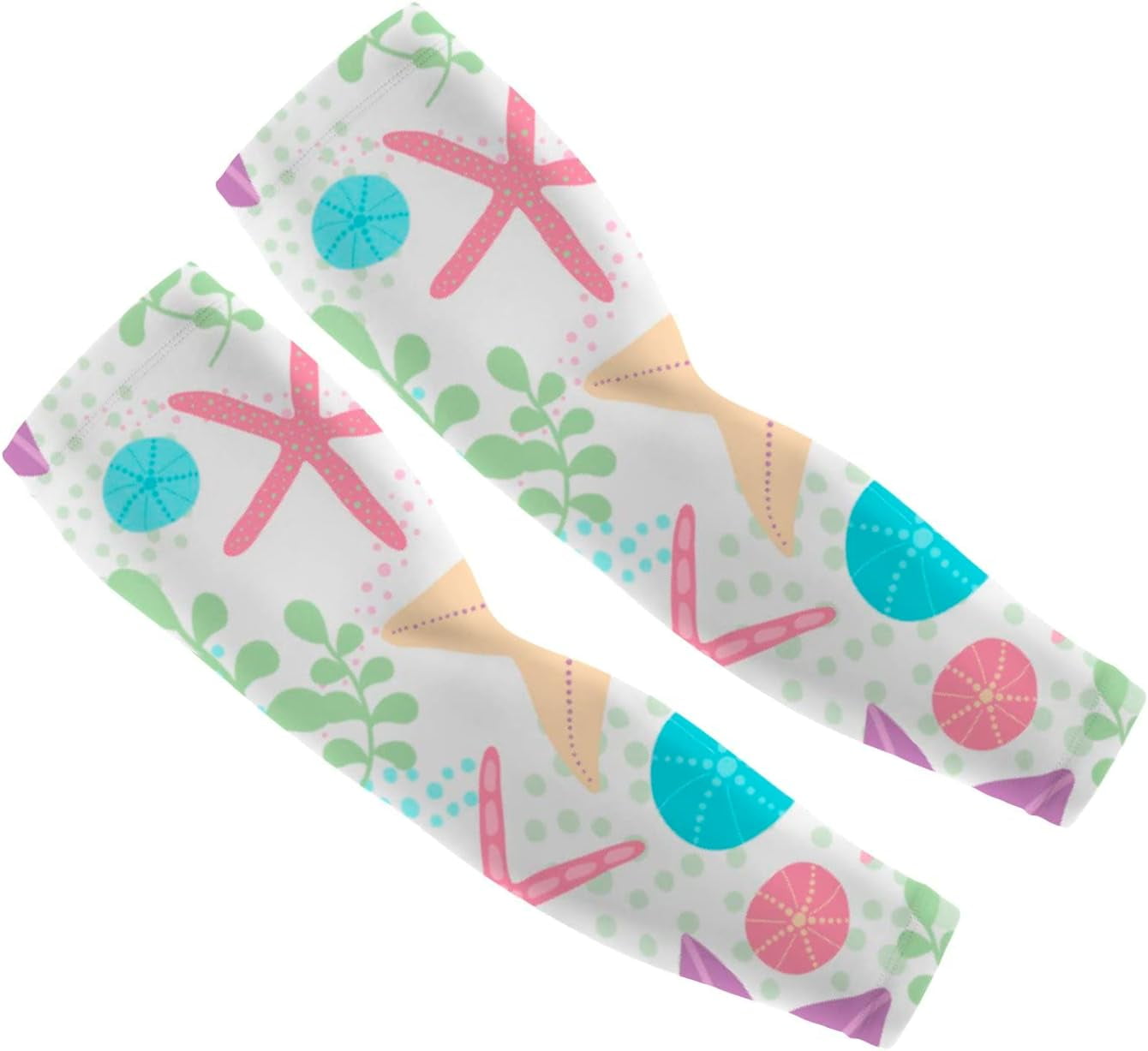 FREEAMG Arm Sleeves Sea Stars and Shells in Pastel Colors for Men Women ...