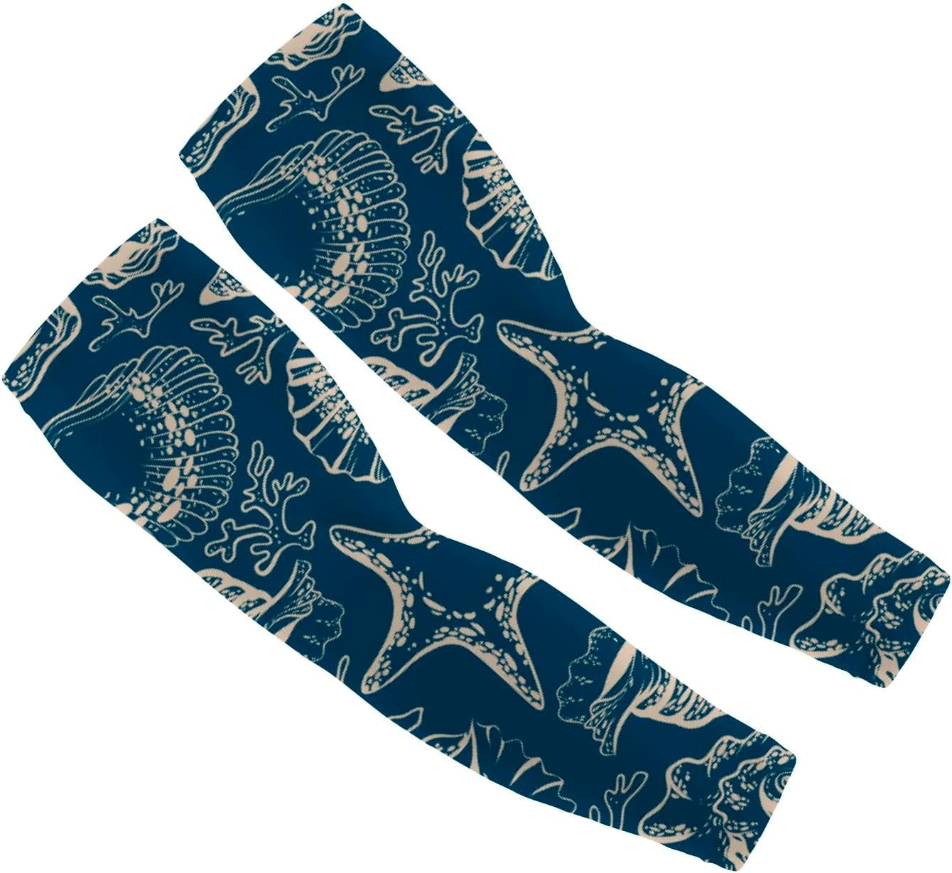 FREEAMG Arm Sleeves Seashells Starfish Corals Dark Blue Background for ...